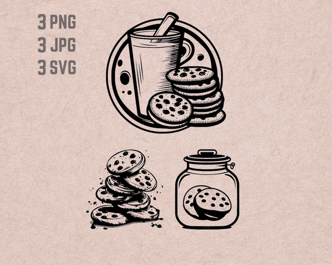 Cookies SVG Designs, Cookies Logo, Cookies and Milk Vector, Sweets PNG ...
