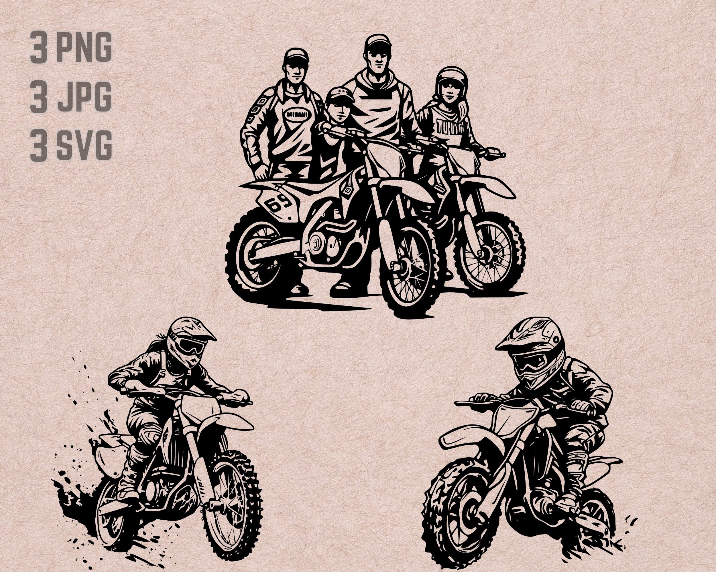Dirt Bike Family SVG Designs, Bike Vector, Motorcycle Mom Dad PNG ...