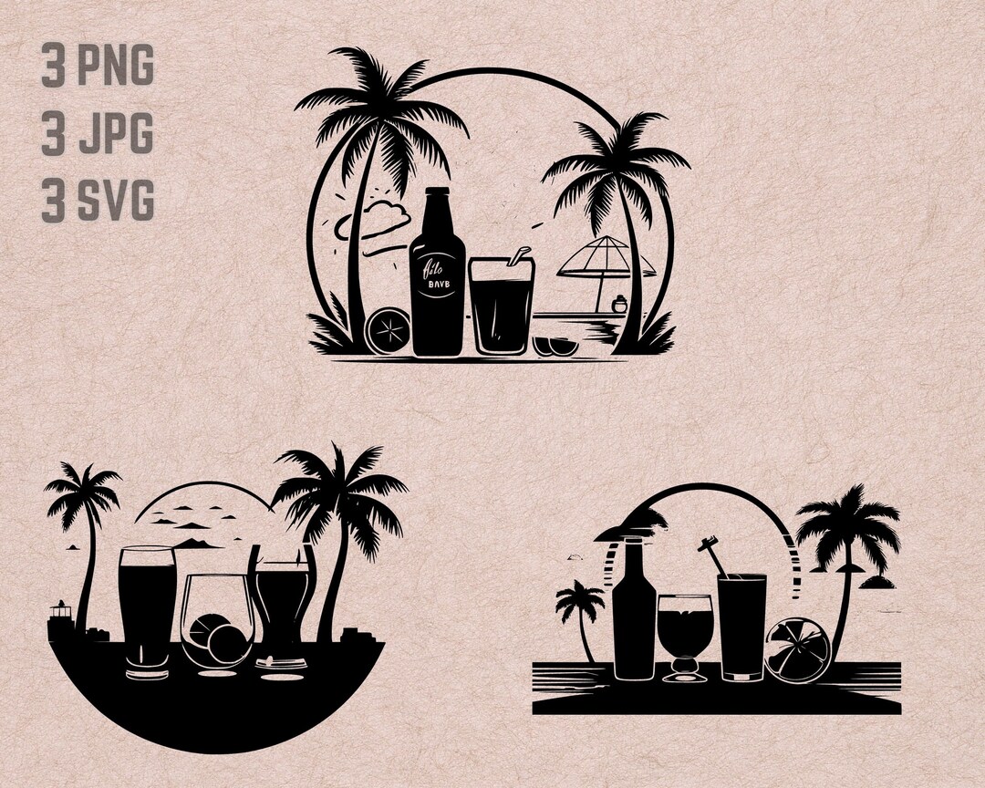 Summer Cocktails & Beers Svg Designs, Beach Logo Vector, Beer PNG ...