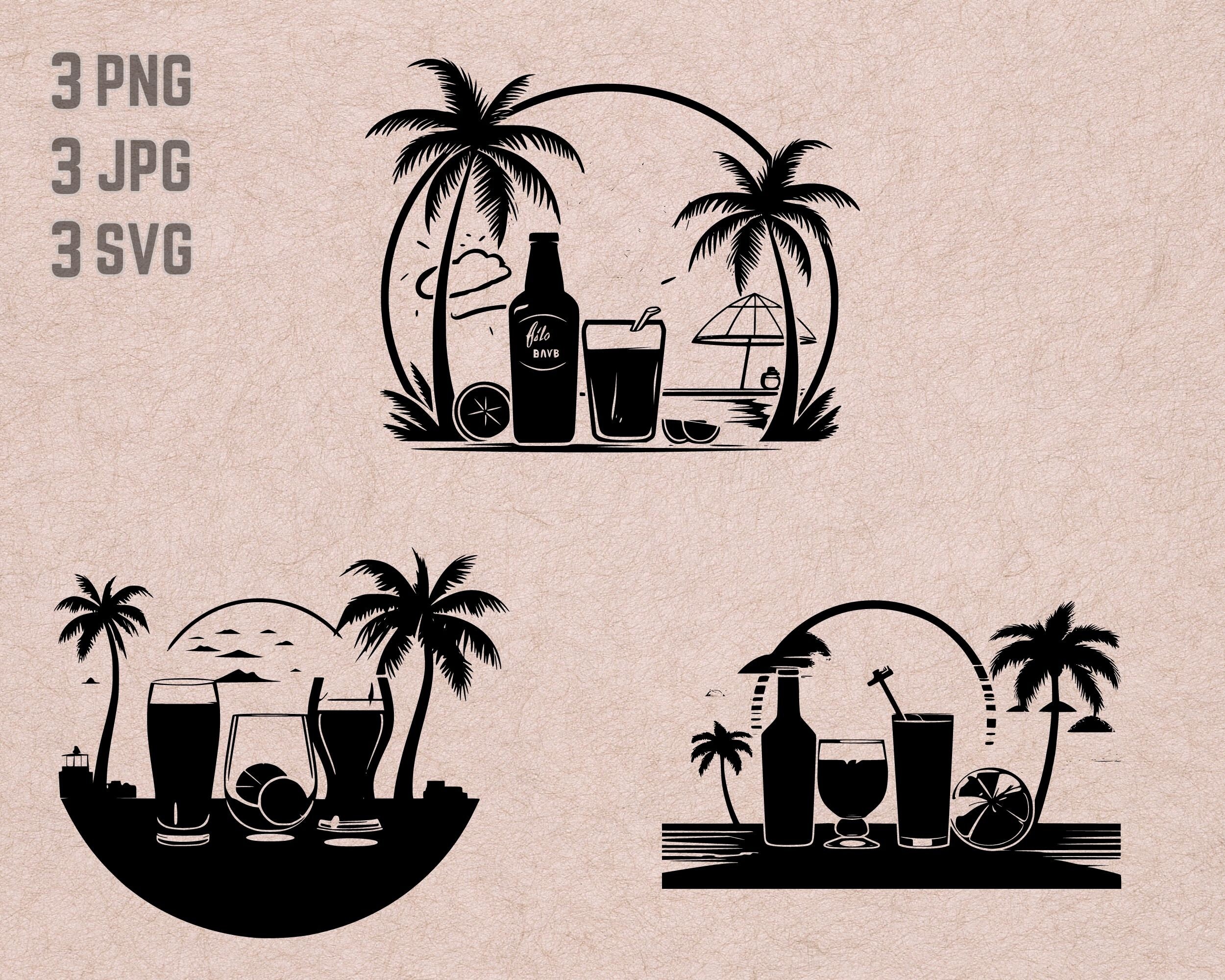 Summer Cocktails & Beers Svg Designs, Beach Logo Vector, Beer PNG ...