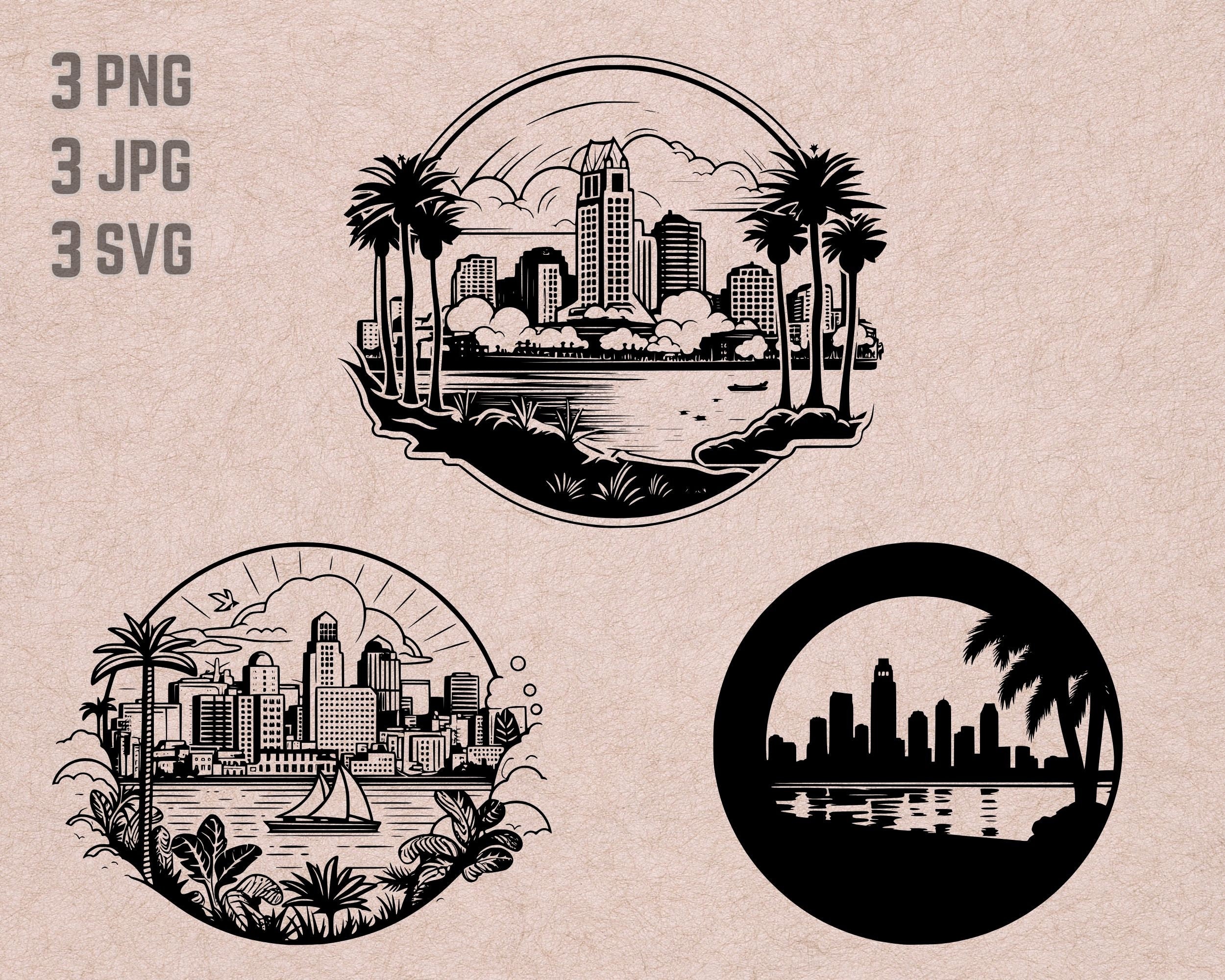 San Diego Skyline SVG Designs, San Diego Logo, San Diego Skyline Vector ...