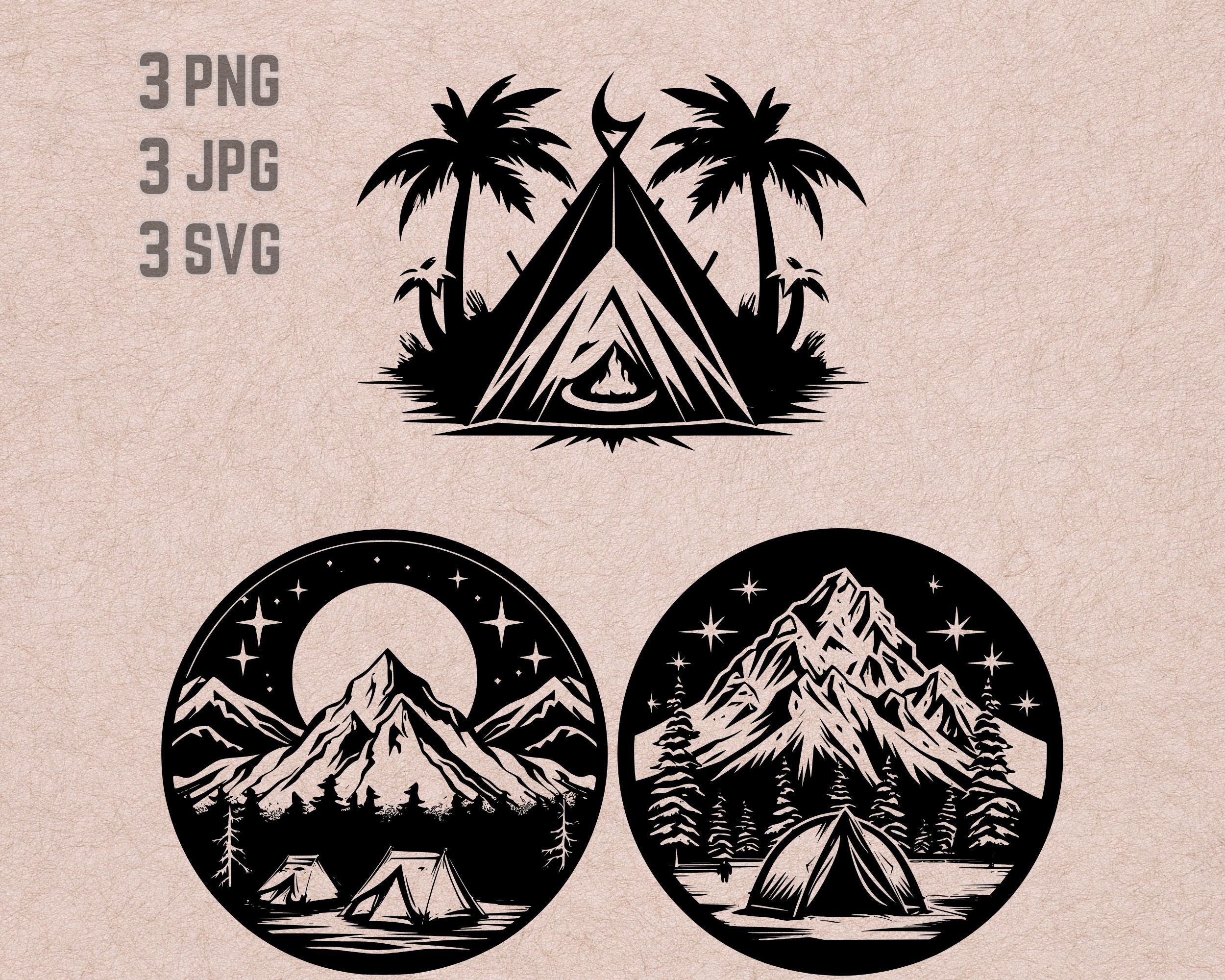 Camping Site SVG Designs, Camping Logo, Tent Vector, Travel PNG ...
