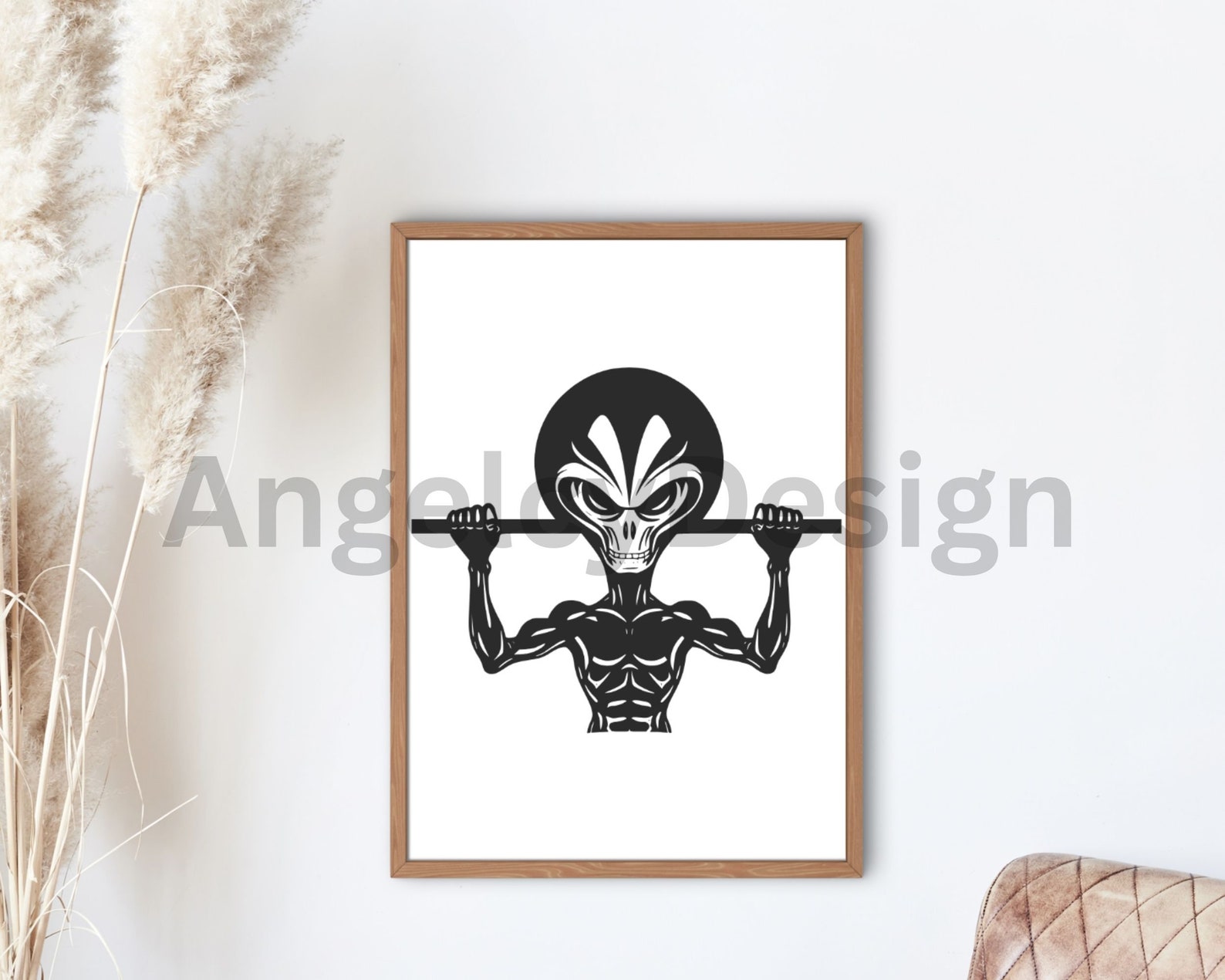 Alien Bodybuilder SVG Designs, UFO Gym Logo Vector, Powerlifter Png ...