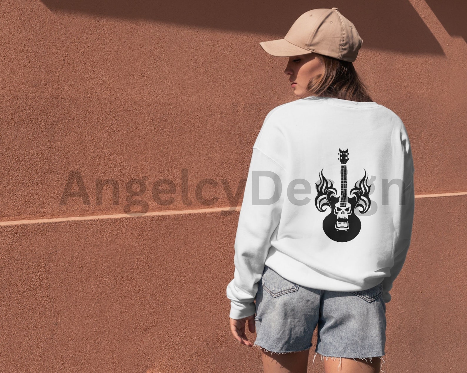 Horror Guitar SVG Designs, Guitar Logo, Guitar Demon Vector, Skull PNG ...