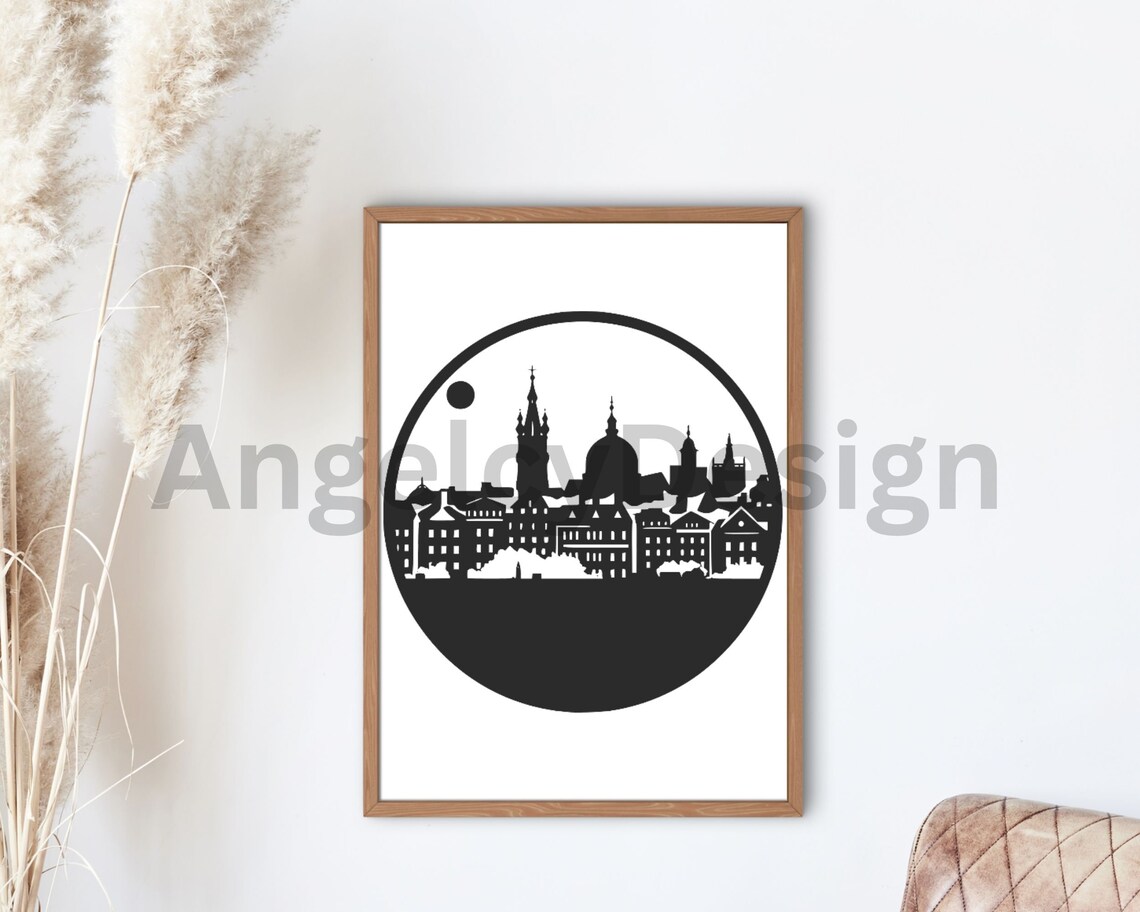 Prague Skyline SVG Designs, Prague Logo, Prague Skyline Vector, Skyline ...