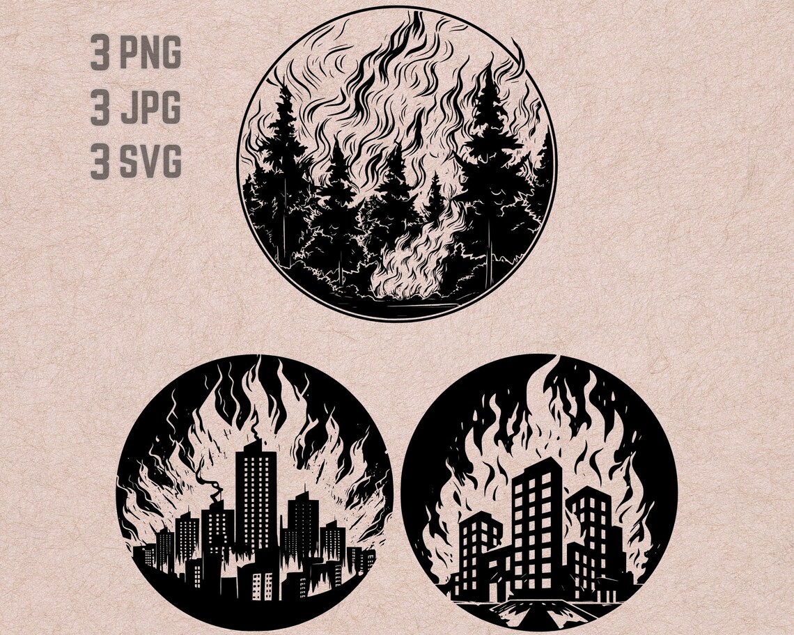 Wildfire SVG Designs, Fire Logo, Natural Disaster Vector, Wildfire ...