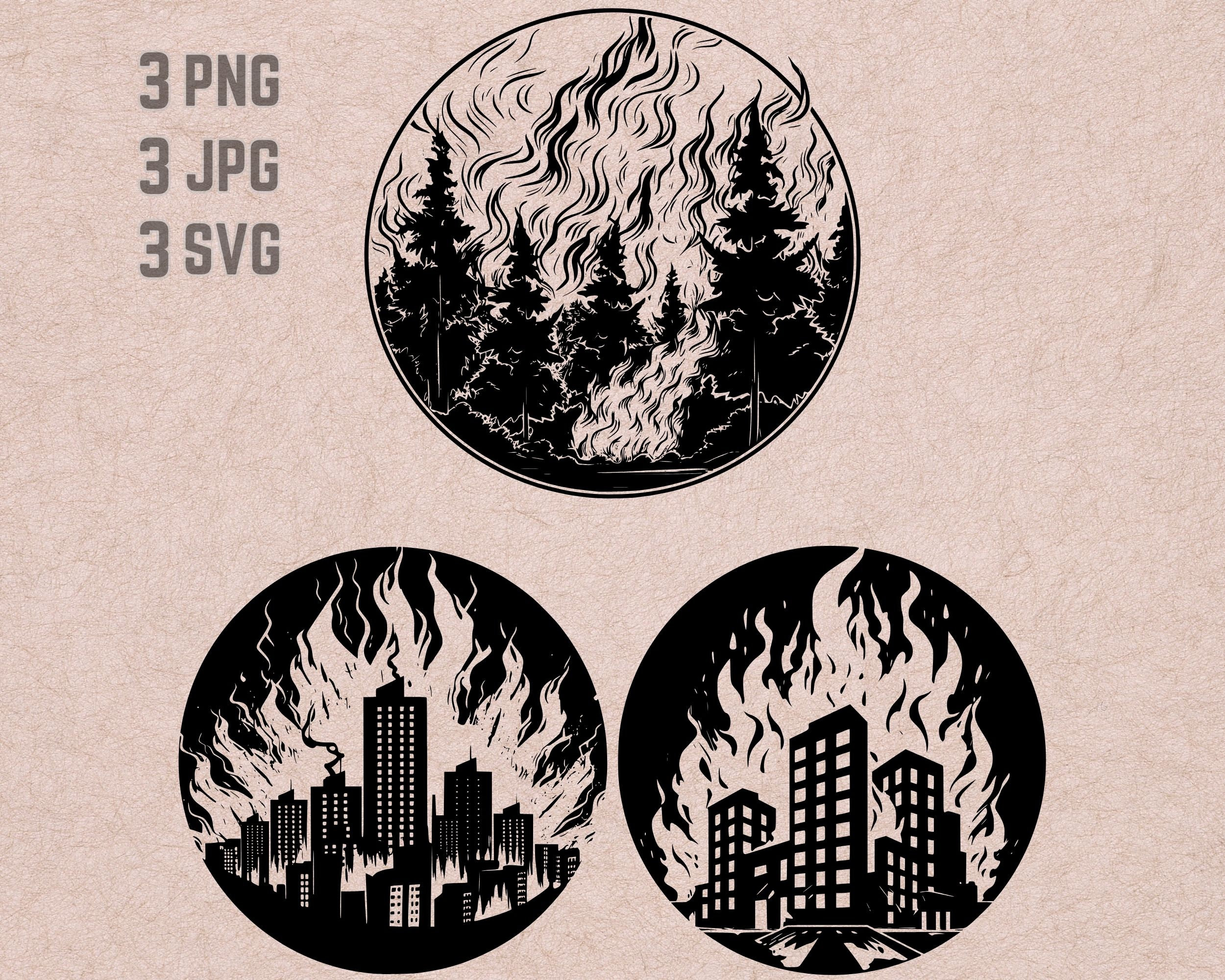 Wildfire SVG Designs, Fire Logo, Natural Disaster Vector, Wildfire ...