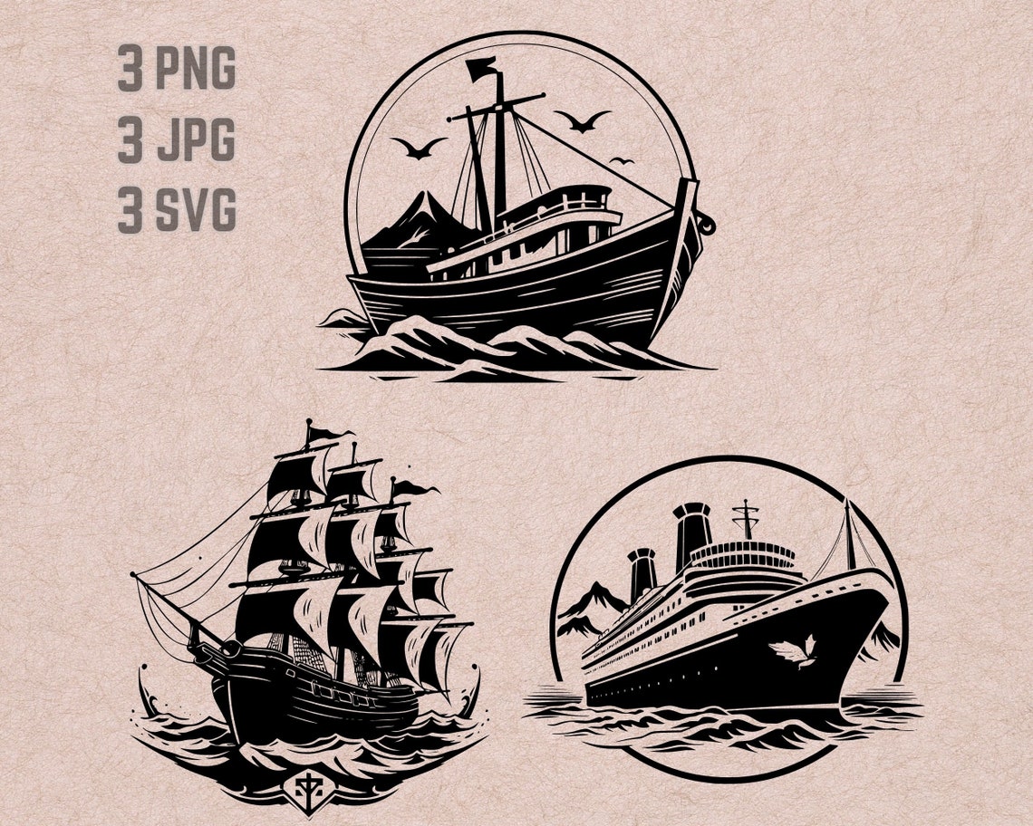Sailing SVG Designs, Cruise Ship Png, Yacht Vector, Fishing Boat PNG ...