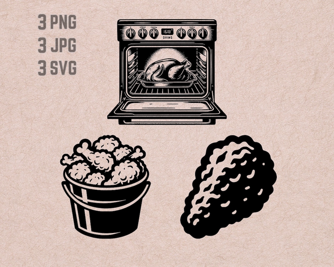 Fried Chicken SVG Designs, Fried Chicken Logo, Fast Food PNG, Grilled ...
