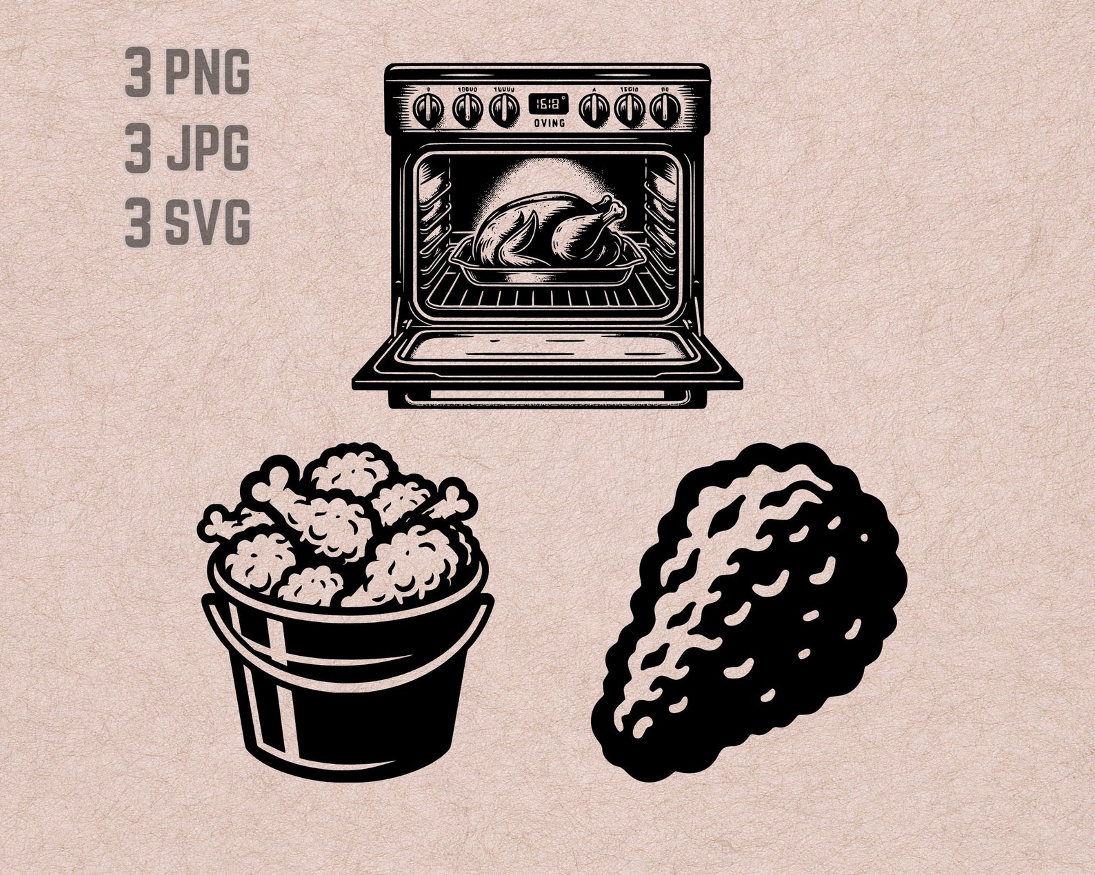 Fried Chicken SVG Designs, Fried Chicken Logo, Fast Food PNG, Grilled ...