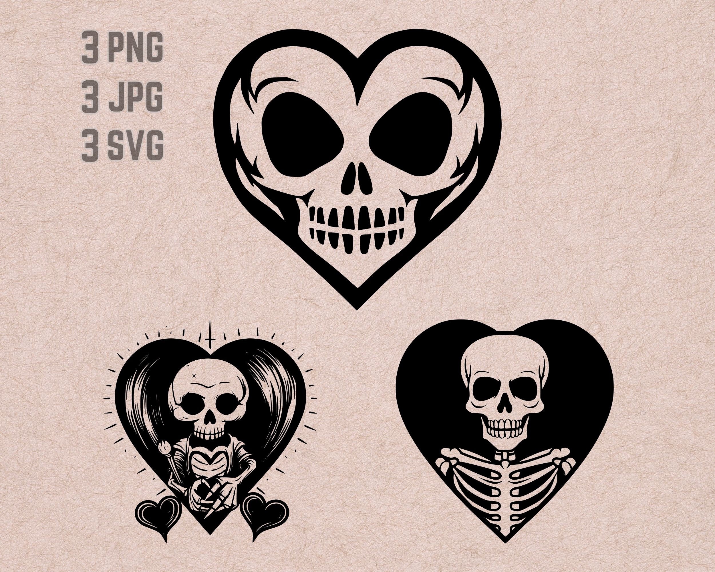 Skeleton Heart SVG Designs, Skeleton Logo, Skull Valentine Vector ...