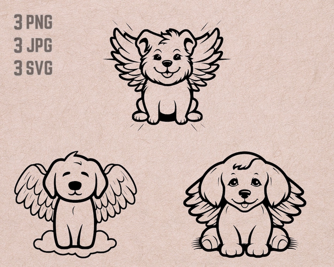 Guardian Angel Dog SVG Designs, Memorial Vector, Dog PNG, Dog Love ...