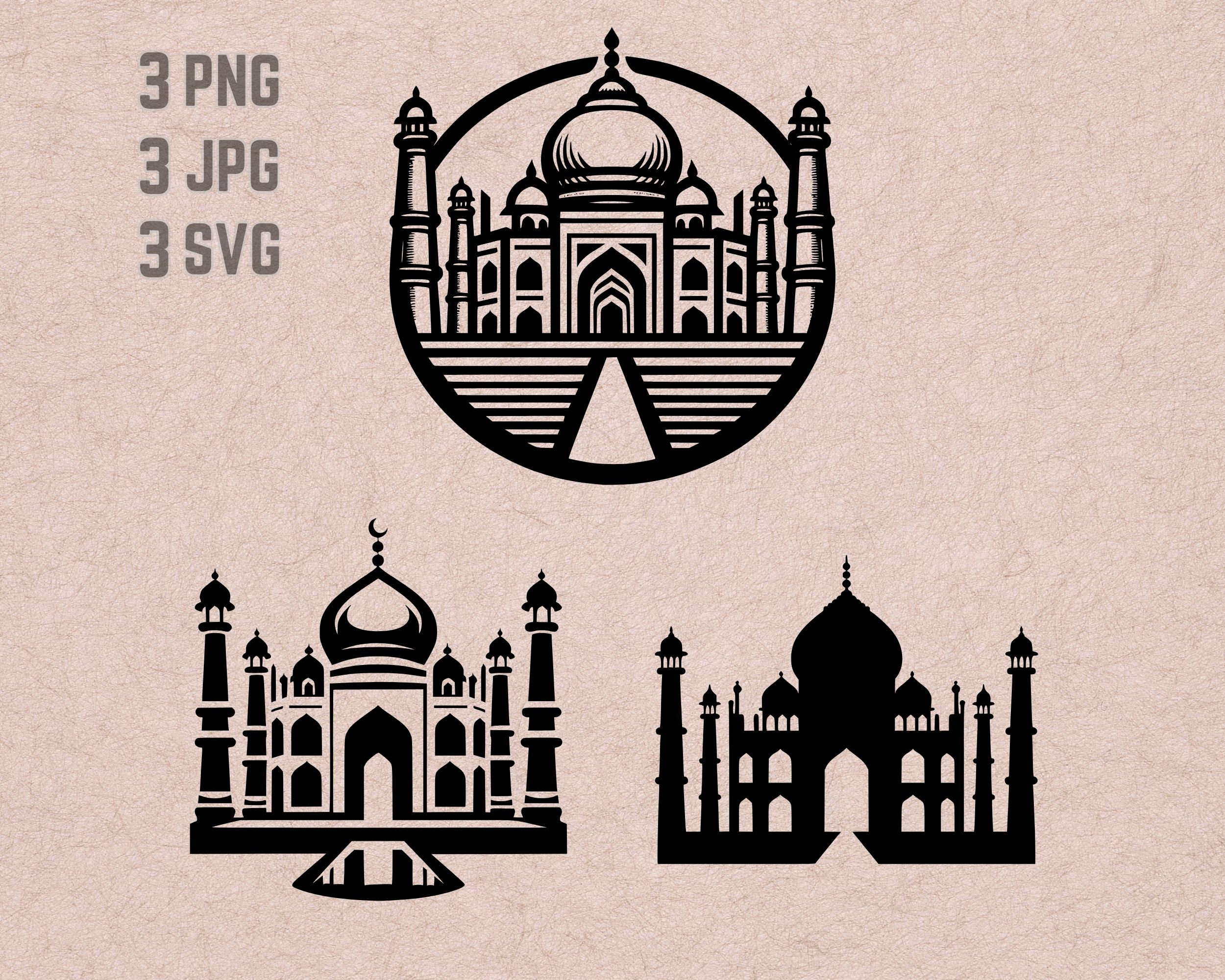 Taj Mahal SVG Designs, Taj Mahal Logo, Hindu Vector, Agra Png, Famous ...