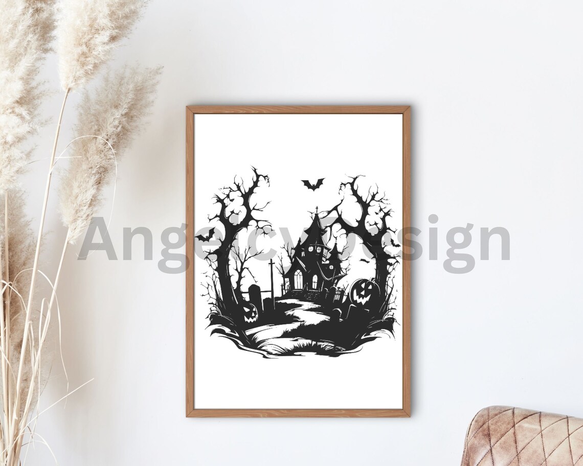 Halloween Scene SVG Designs, Scary Halloween Logo, Happy Halloween ...