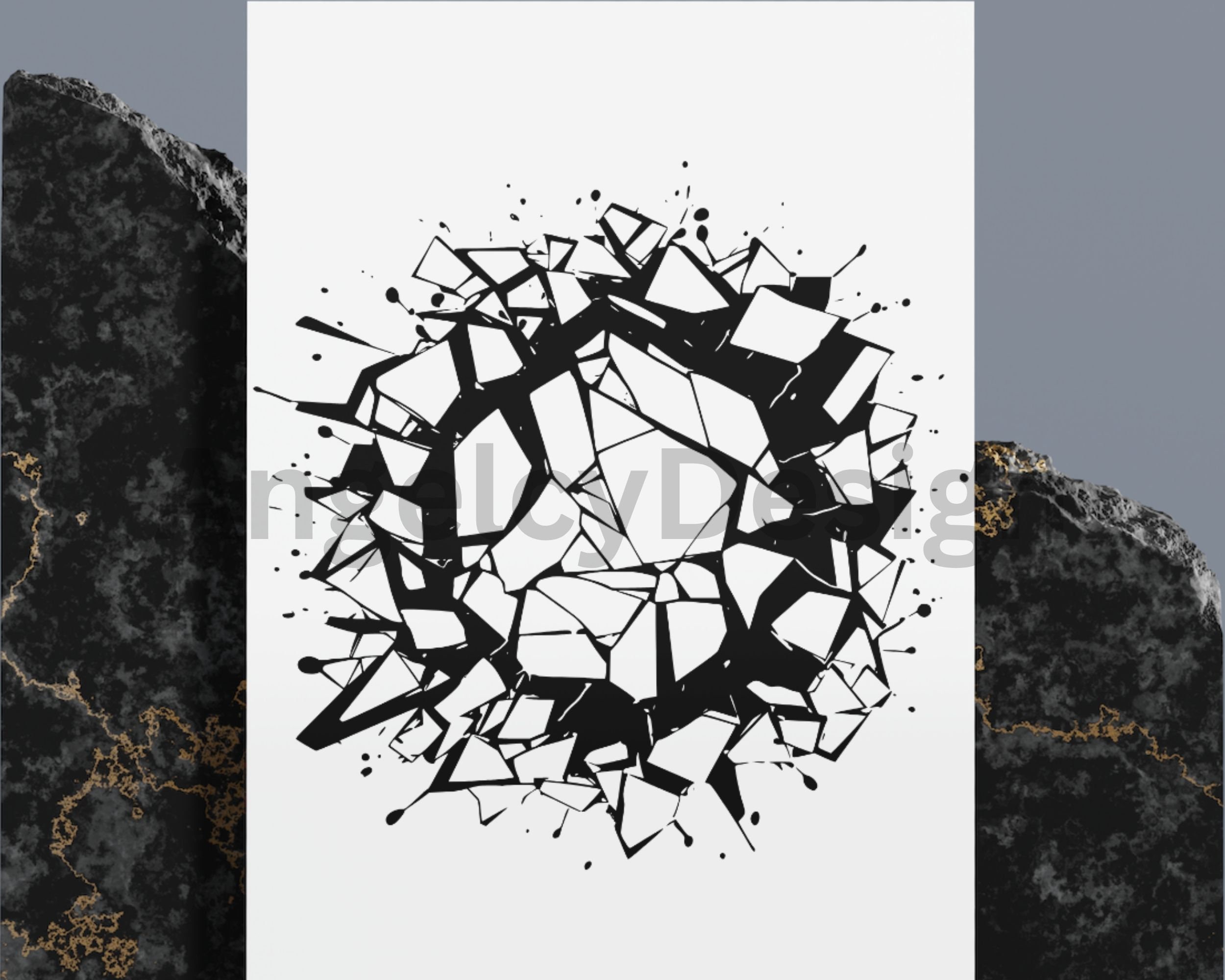 Broken Glass Prank SVG Designs, Shuttered Glass Logo, Glass Vector ...