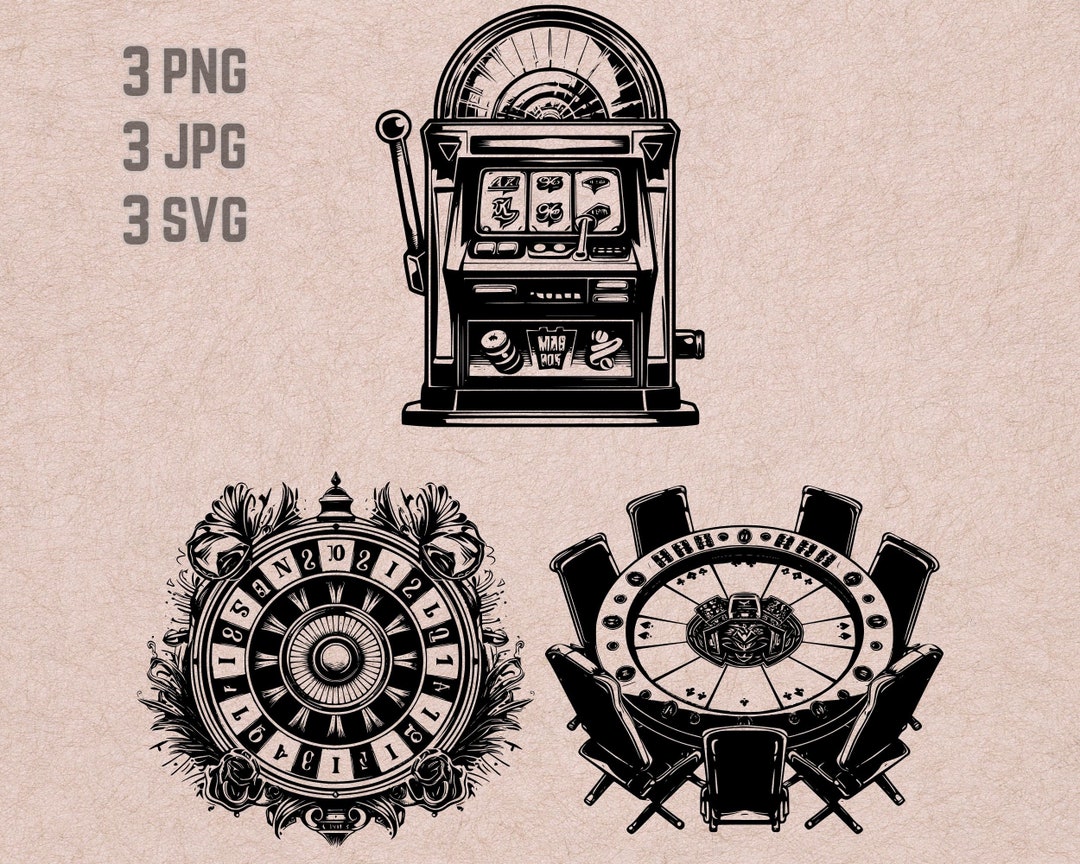 Casino SVG Designs, Slot Machine Png, Roulette Vector, Poker PNG ...