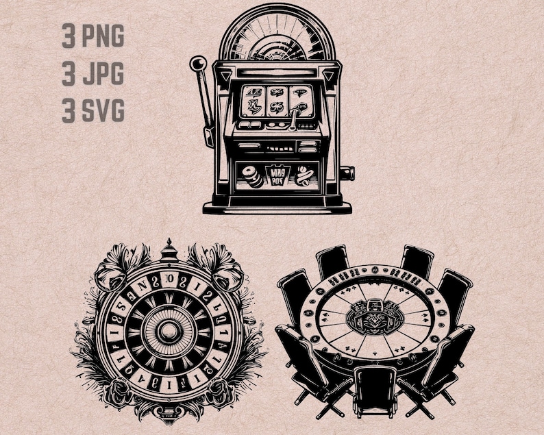 Casino SVG Designs, Slot Machine Png, Roulette Vector, Poker PNG ...
