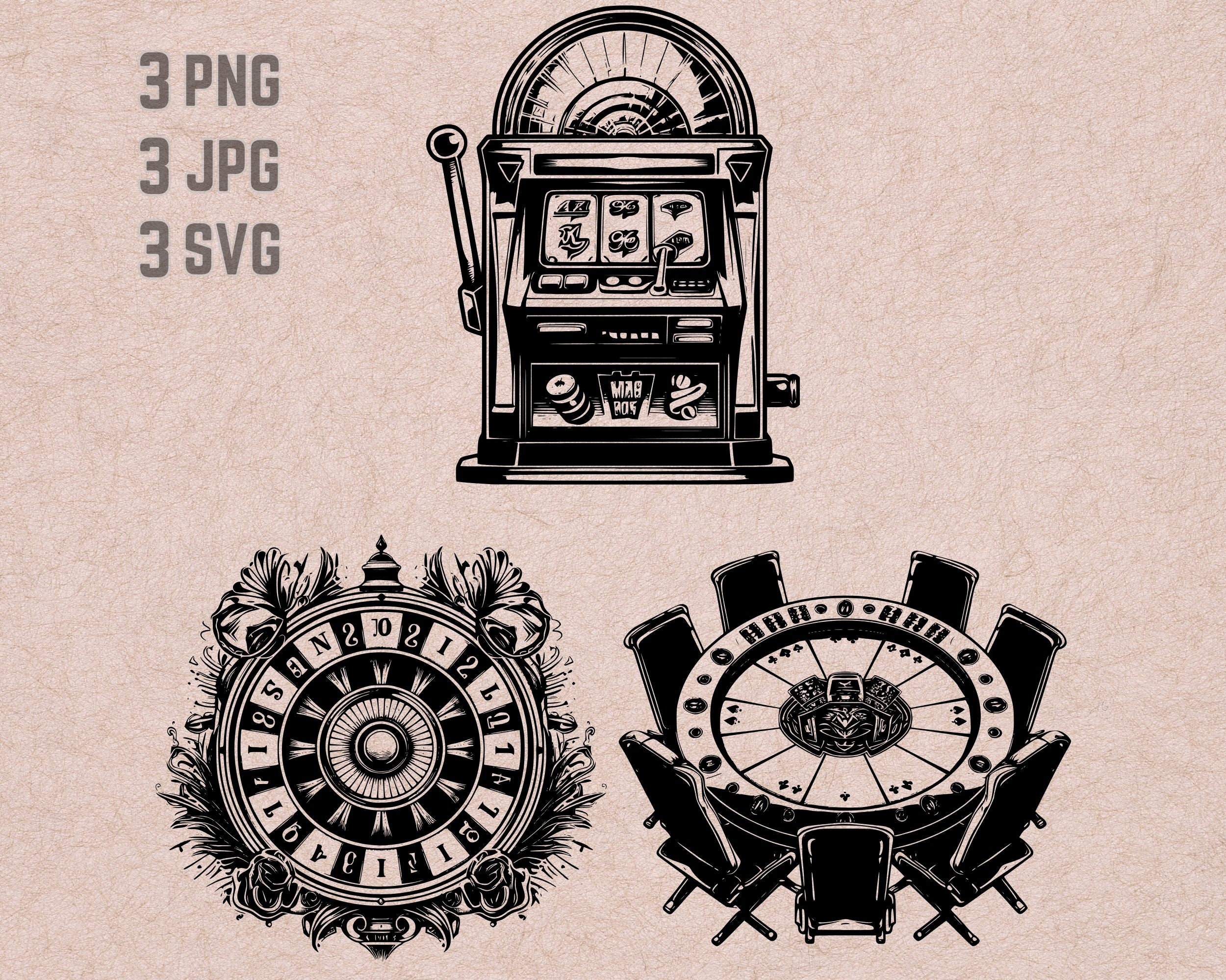Casino SVG Designs, Slot Machine Png, Roulette Vector, Poker PNG ...