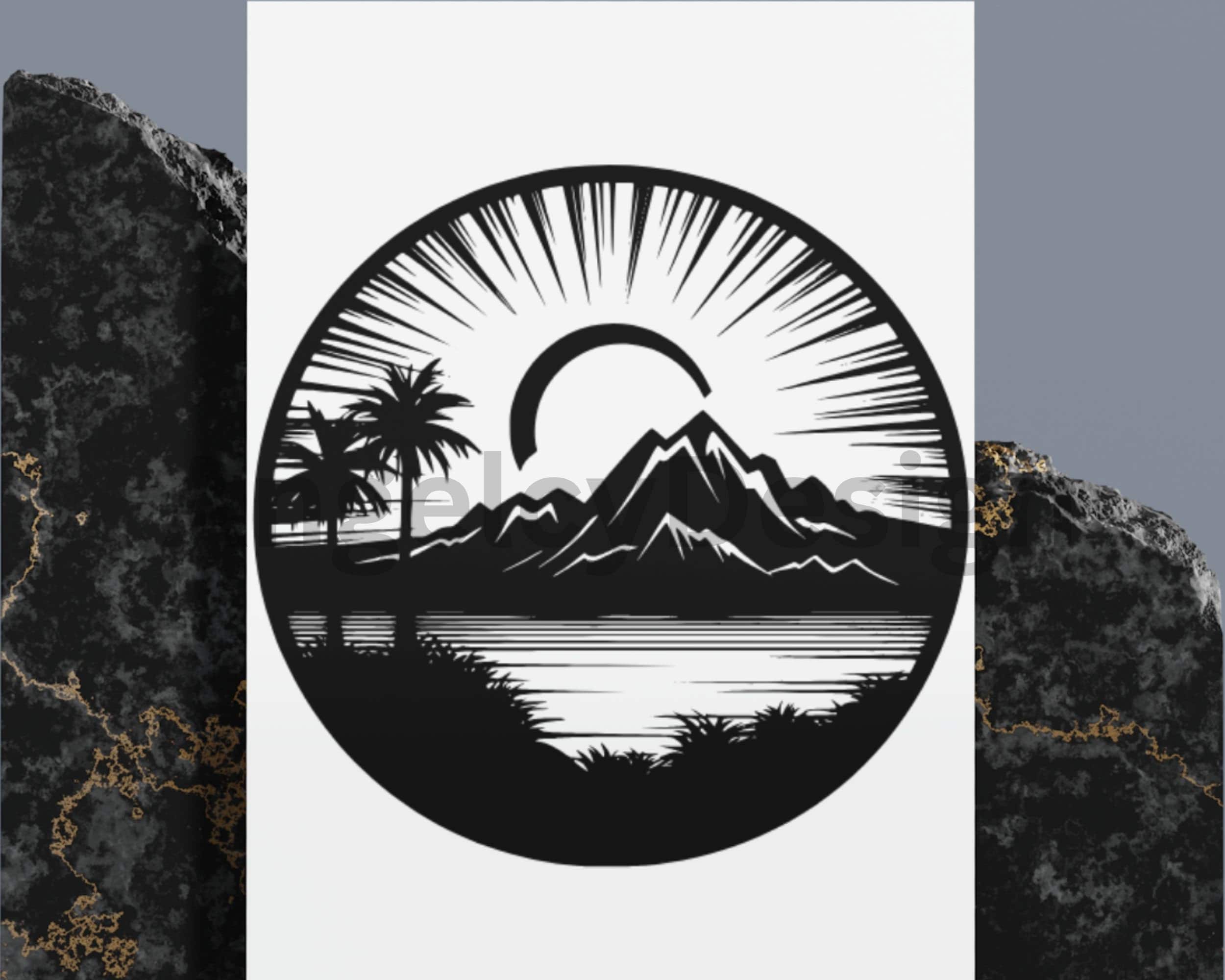 Sunset Scene SVG Designs, Sunset Logo, Landscape Vector, Scenic View ...