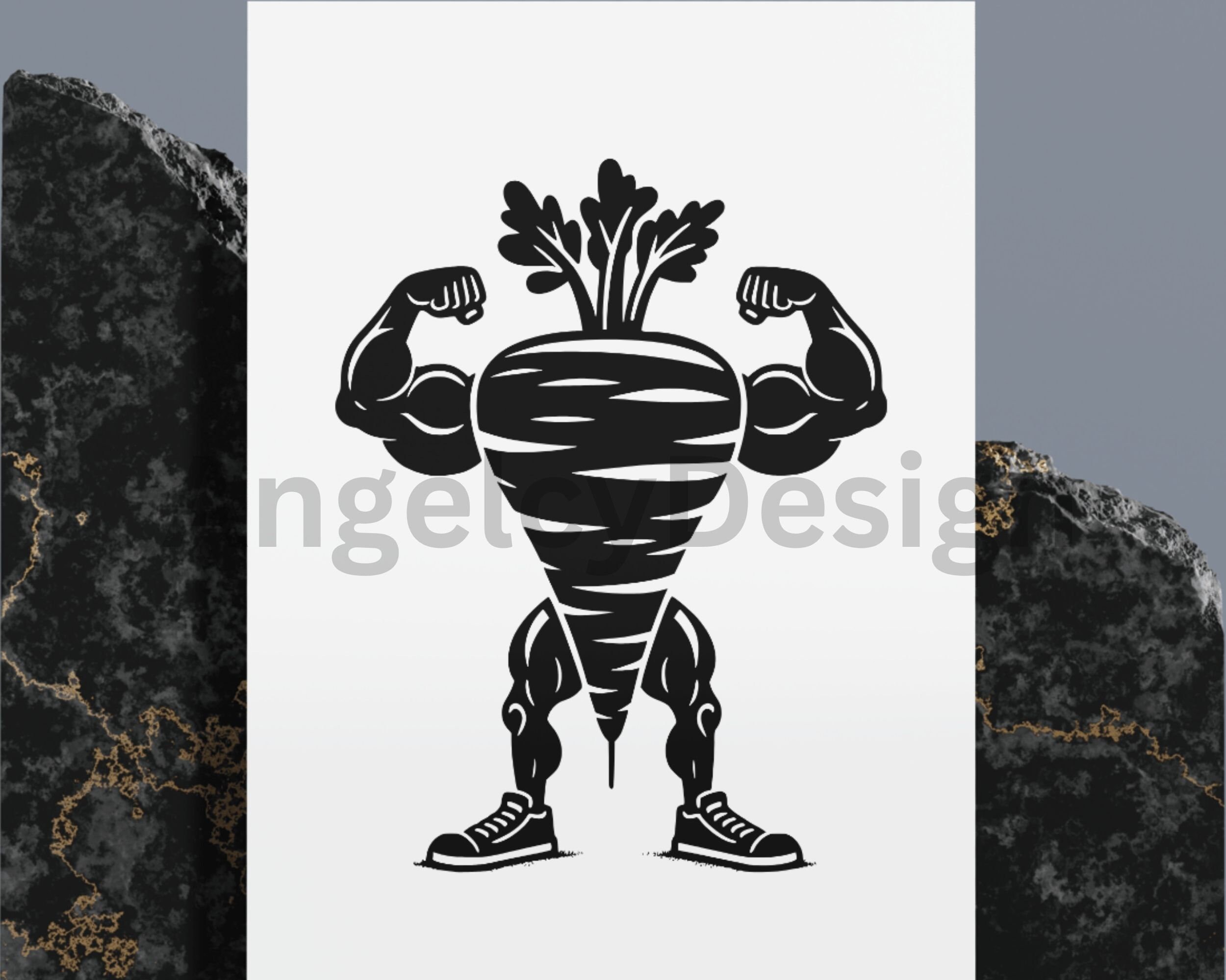 Vegan Bodybuilder Svg Designs, Gym Logo Vector, Fit Vegetables PNG ...