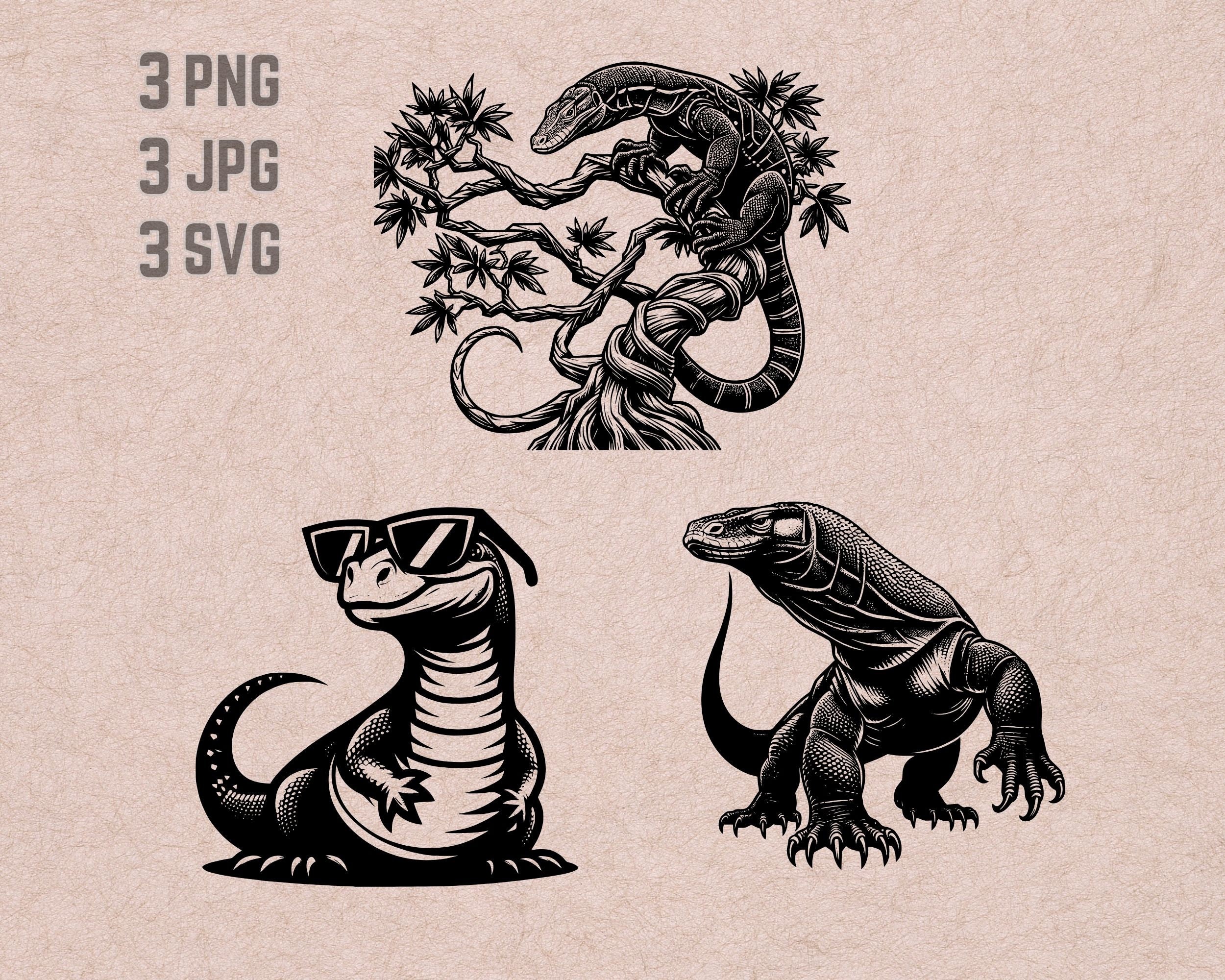 Komodo Dragon Svg Designs, Komodo Dragon Logo, Reptile PNG, Komodo ...