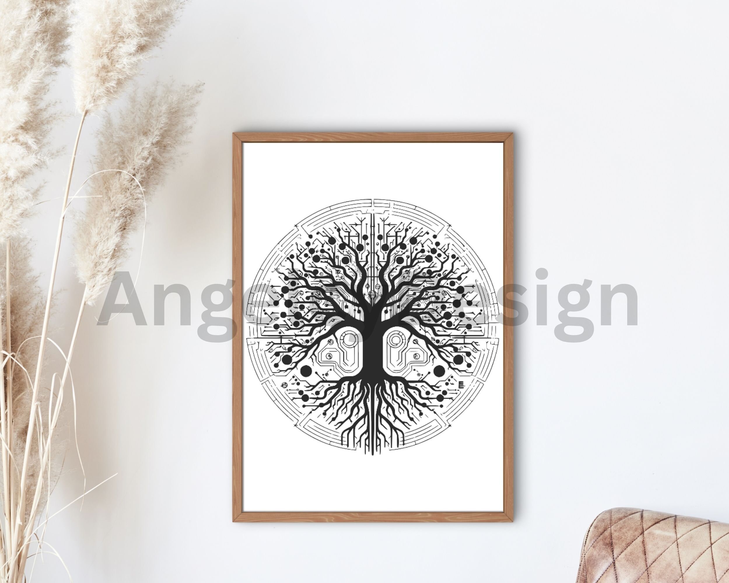 Cyber Tree SVG Designs, Organic Circuit Vector, Botanical Tech PNG ...