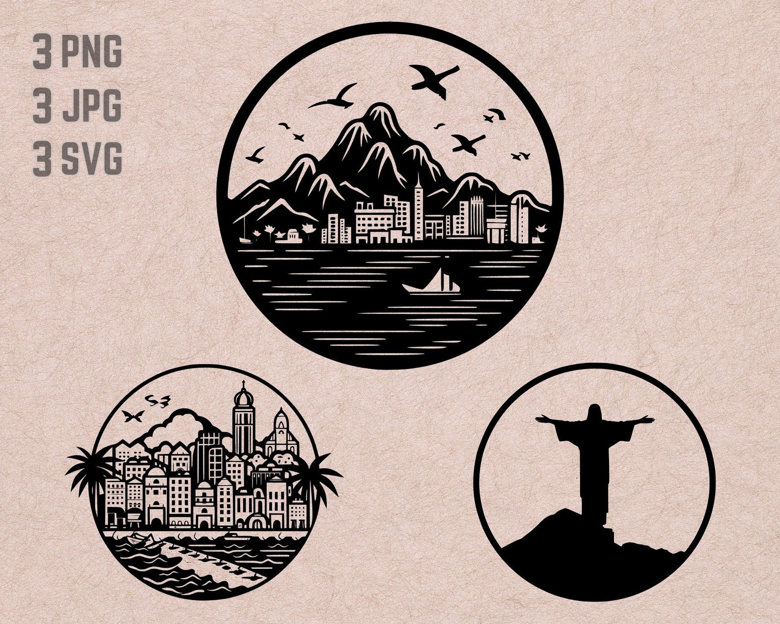 Rio De Janeiro Skyline SVG Designs, Rio De Janeiro Logo, Rio De Janeiro ...