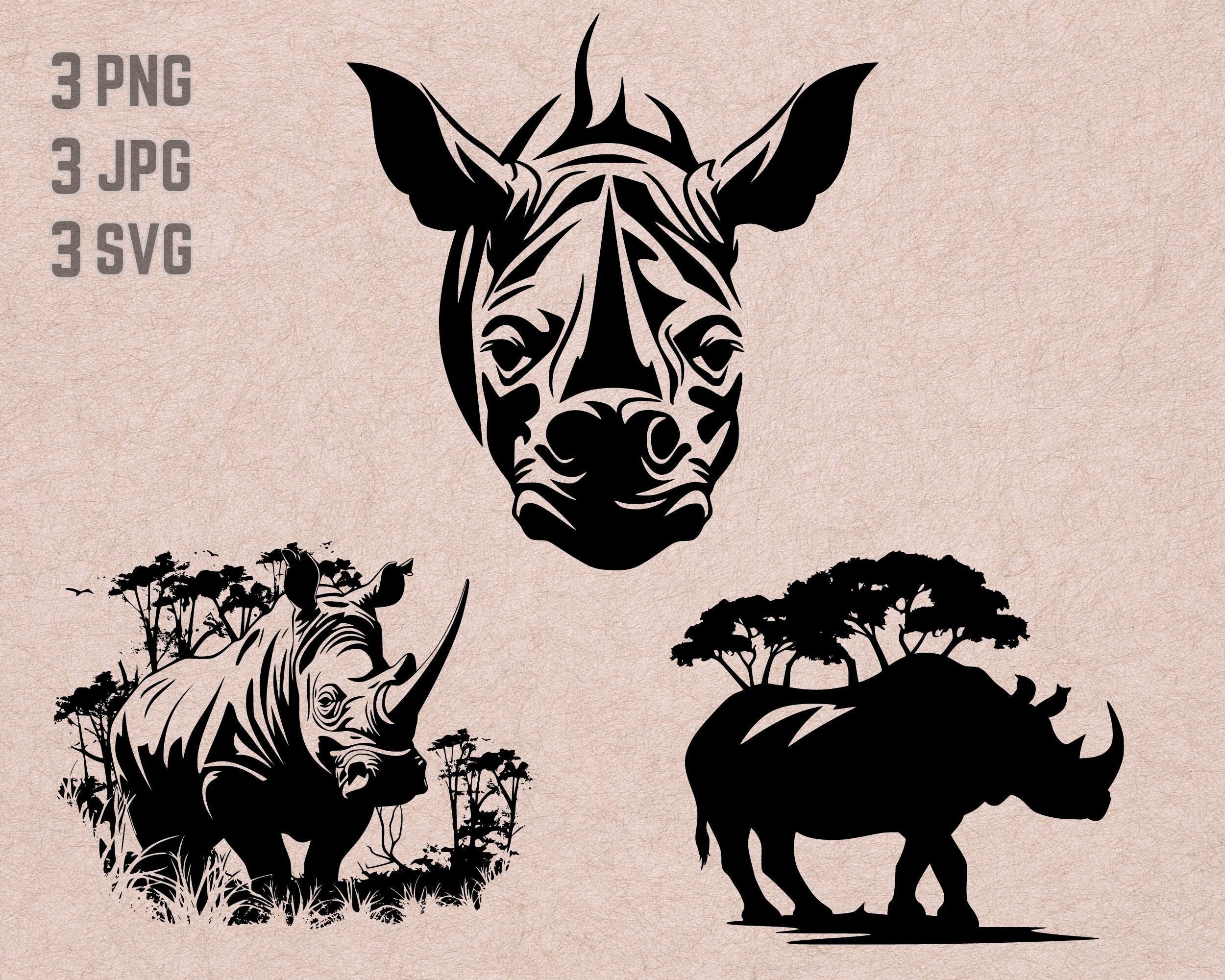 Rhino Jungle Scene Svg Designs, Rhinoceros Logo Vector, Safari PNG ...