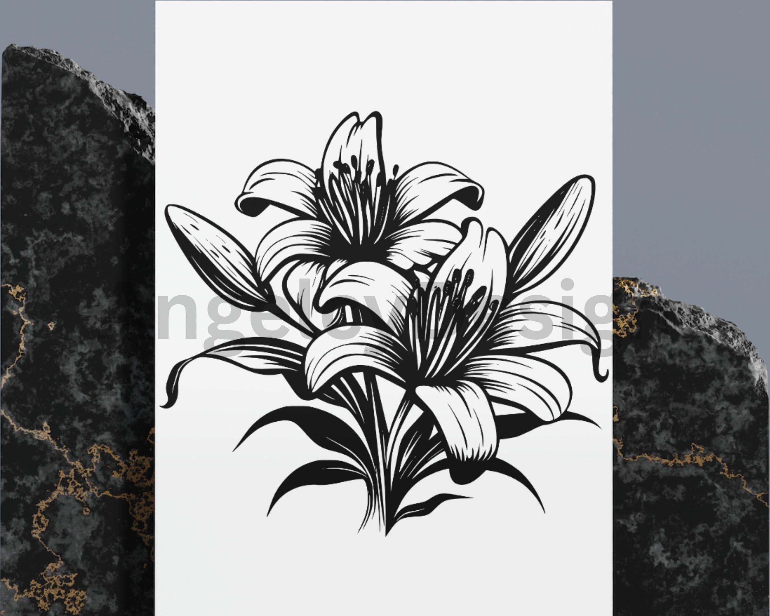 Lilies SVG Designs, Lilies Logo, Flower Vector, Lilies Bouquet PNG ...
