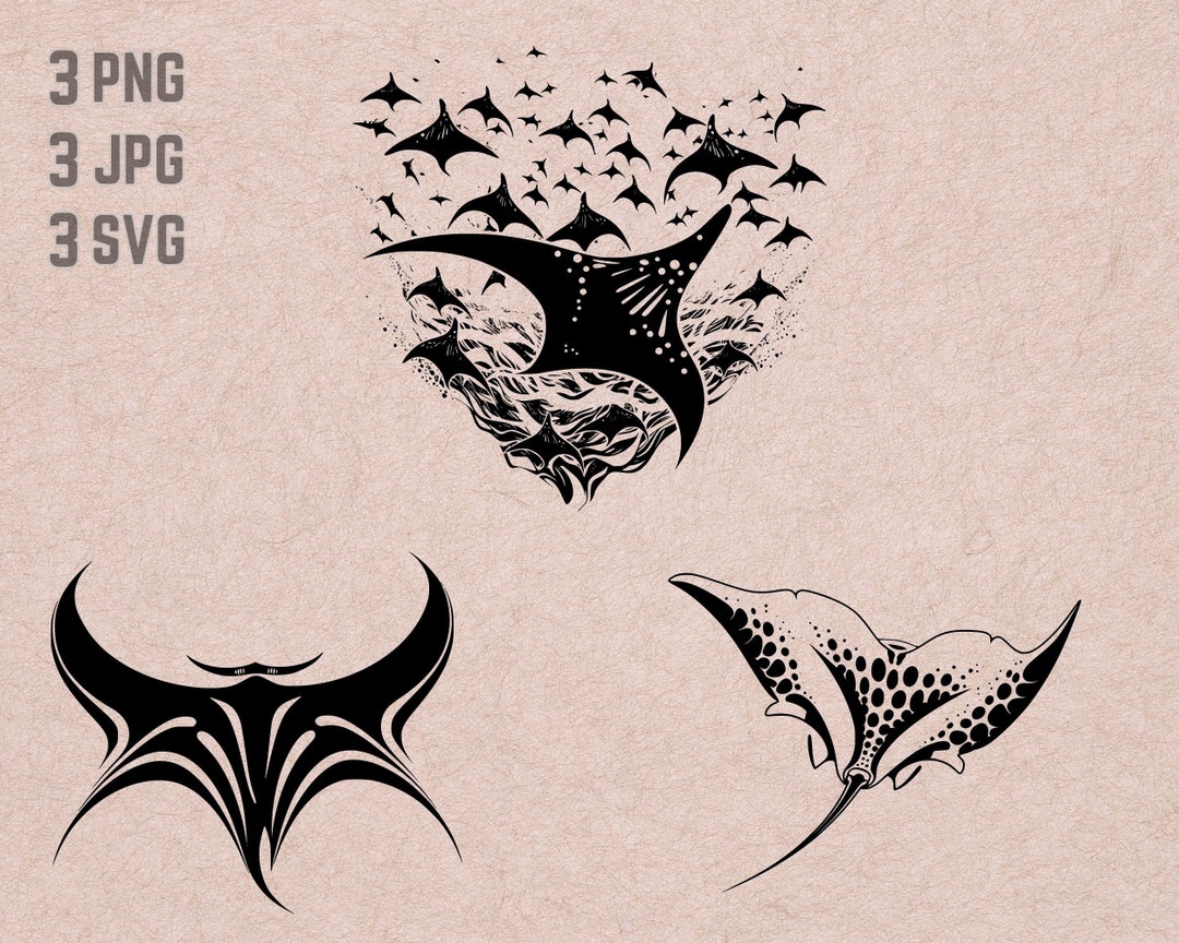 Manta Ray Svg Designs, Sting Ray Vector, Ocean PNG, Mantaray Bundle ...