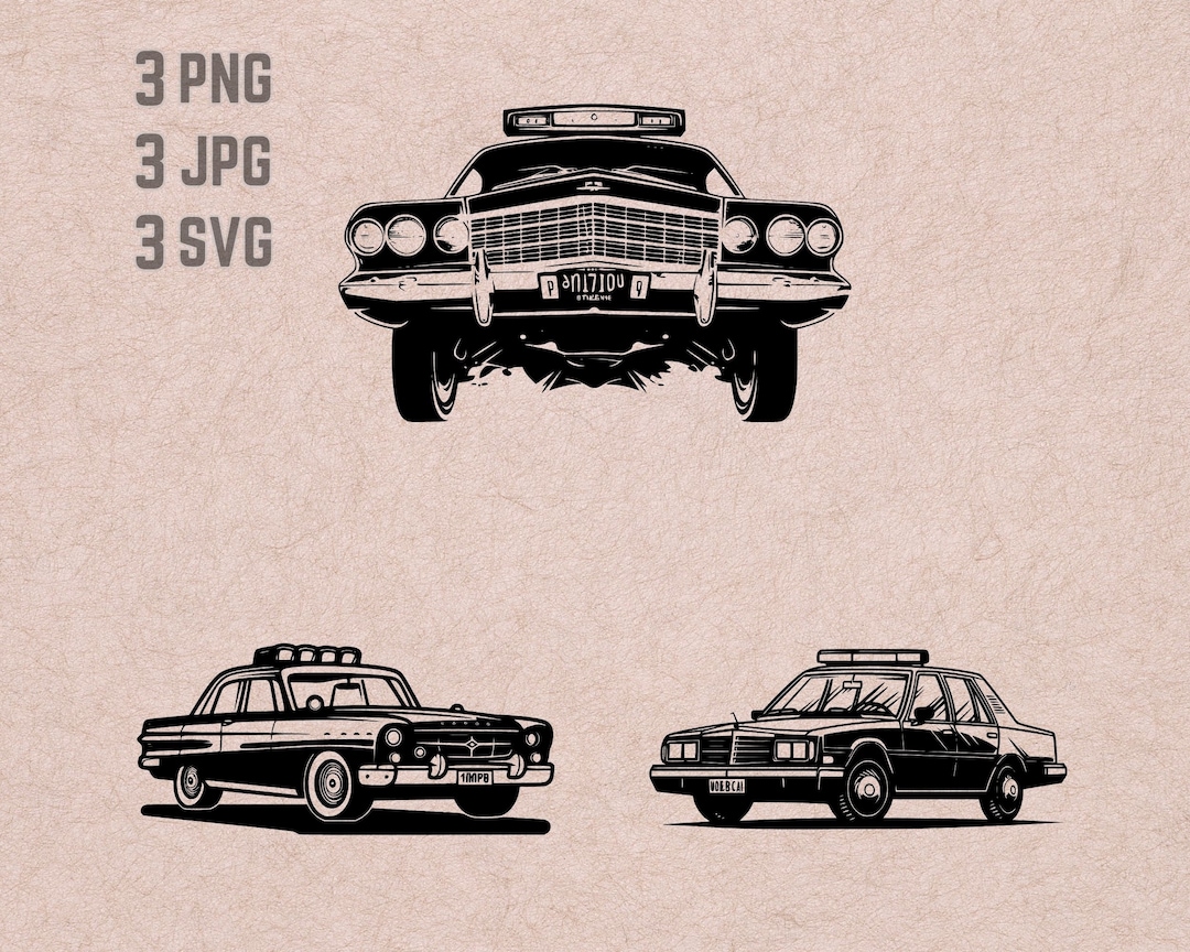 Police Car SVG Designs, Police Car Logo, Retro Police Car Vector ...