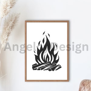 Bonfire SVG Designs, Fire Logo, Flames Vector, Fireplace PNG, Camping ...