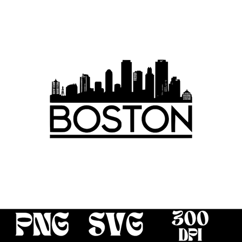 Boston Skyline SVG Design, Boston Logo, Boston Skyline Vector, Skyline ...