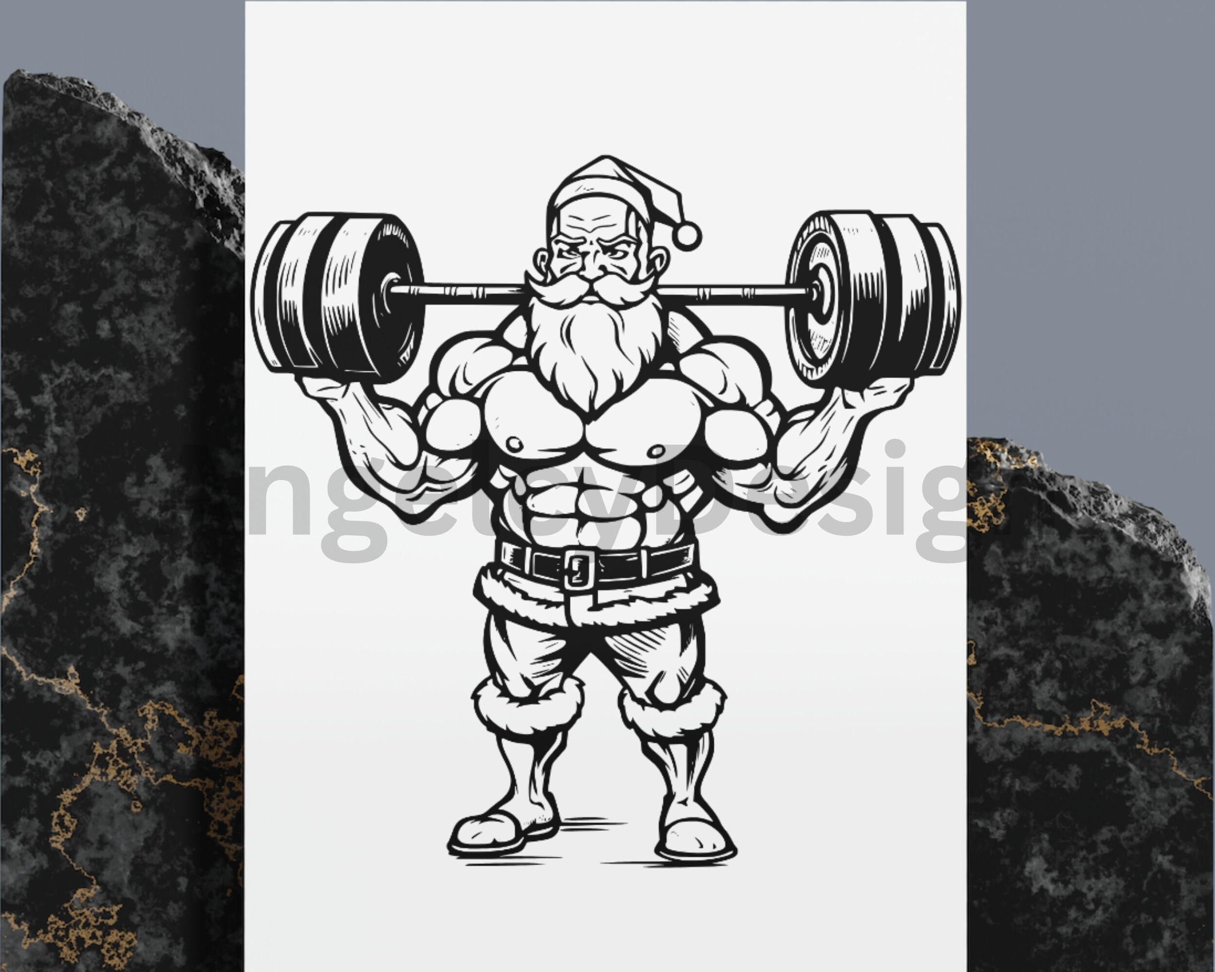 Bodybuilder Santa Claus Svg Designs, Gym Logo Vector, Christmas Fitness ...