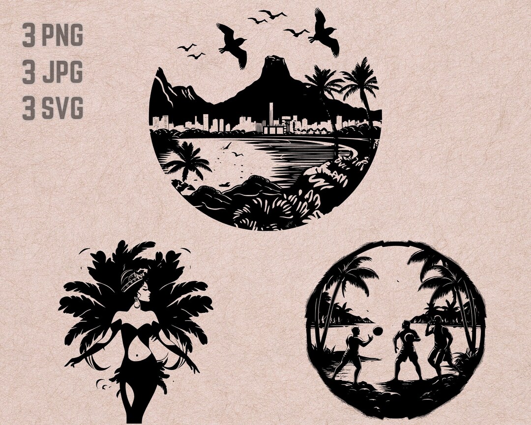 Brazil SVG Designs, Brazil Logo, Carnival Vector, Copacabana Beach Png ...
