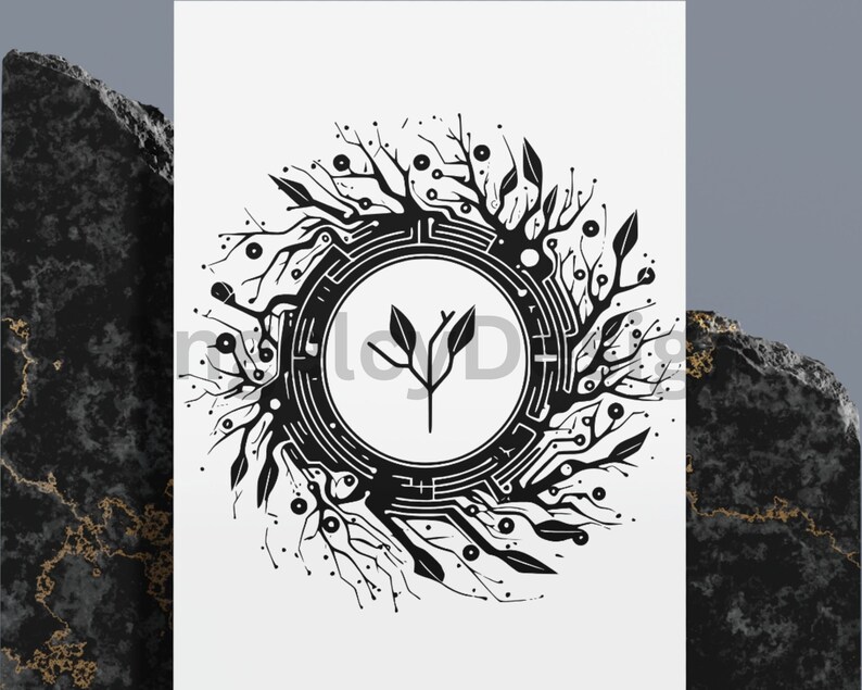 Cyber & Nature SVG Designs, Organic Circuit Vector, Botanical Tech PNG ...
