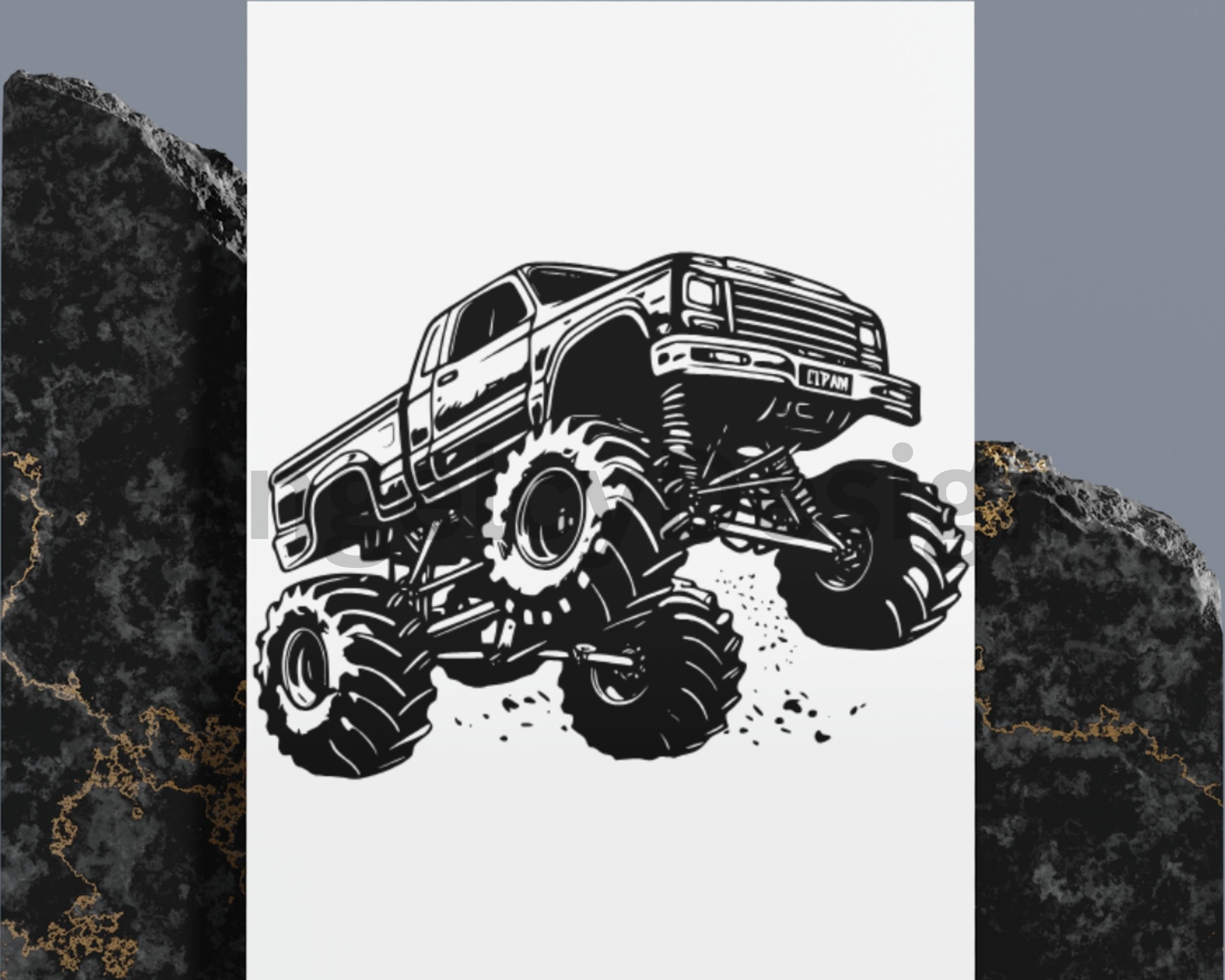 Monster Truck SVG Designs, Monster Truck Logo, Truck Vector, Truck ...