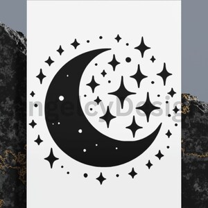 Moon Face SVG Designs, Moon Logo, Moon and Stars Vector, Space PNG ...