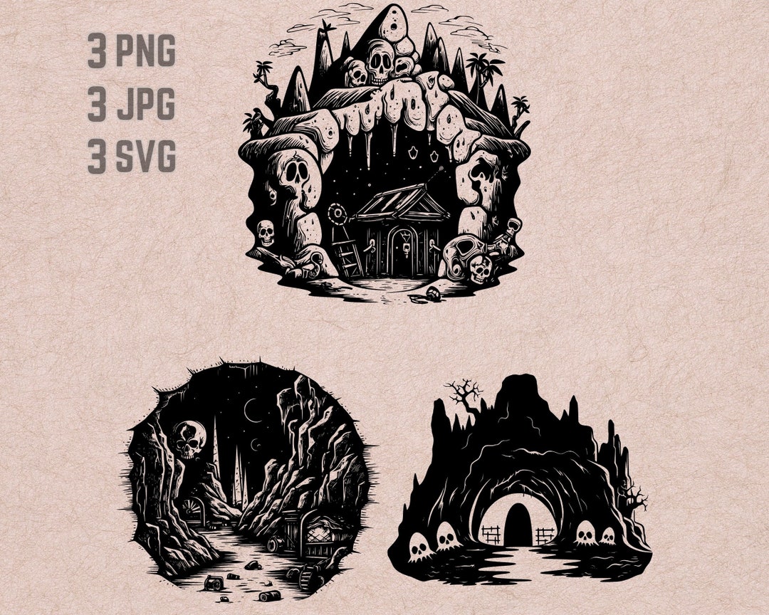 Skull Cave SVG Designs, Cave Logo, Skull Vector, Horror PNG, Skull Cave ...