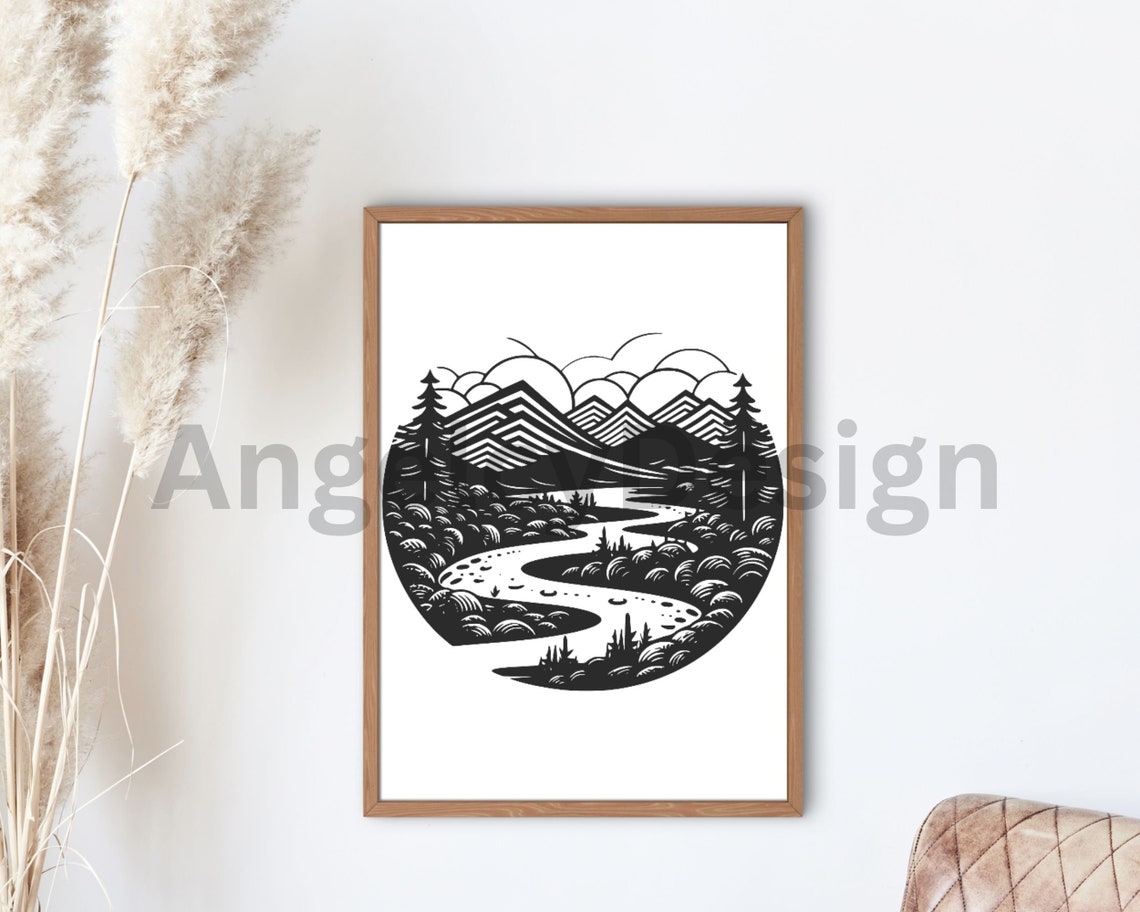 River Landscape SVG Designs, National Park Logo, Wild Nature Vector ...