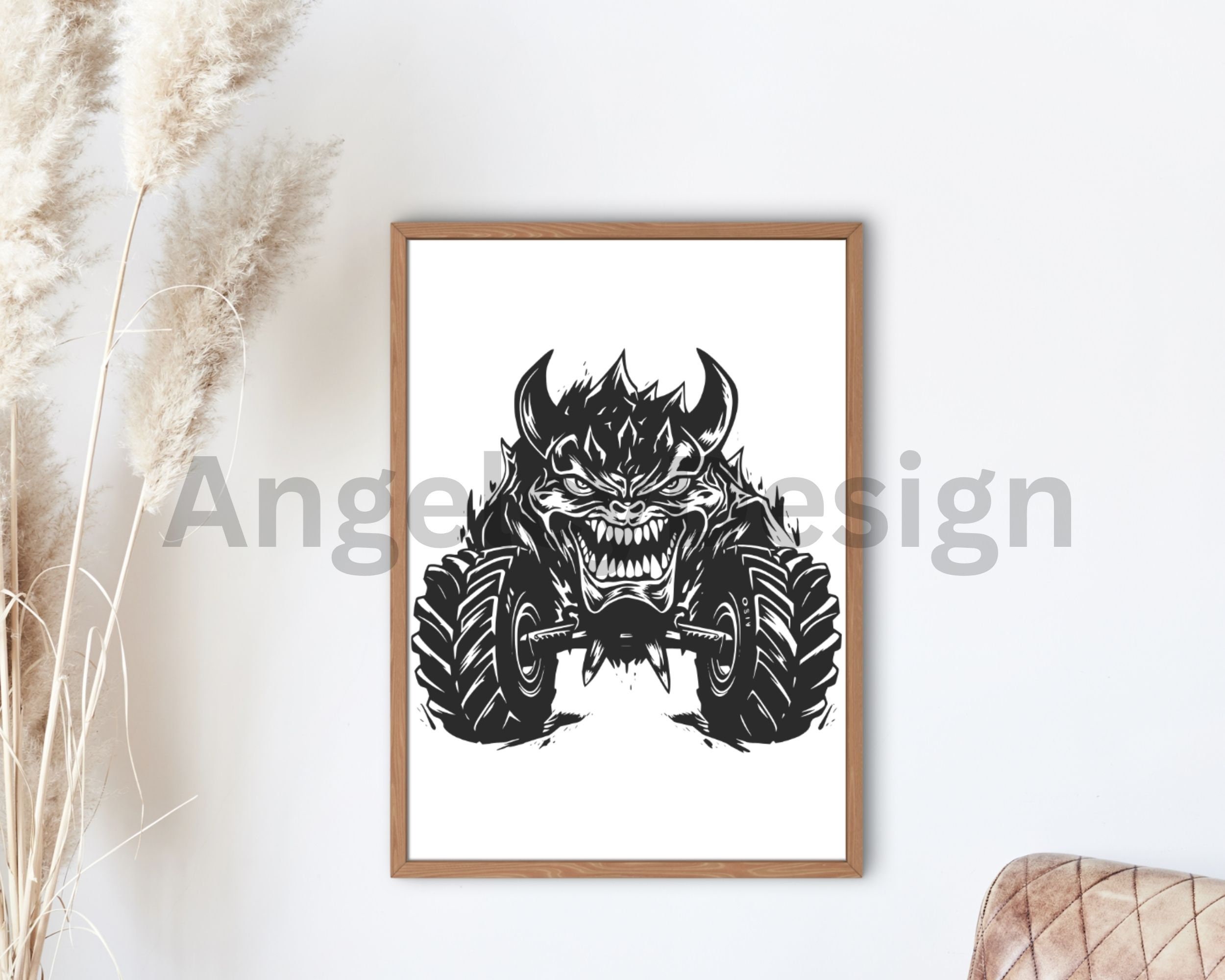 Monster Truck SVG Designs, Monster Truck Logo, Truck Vector, Truck ...