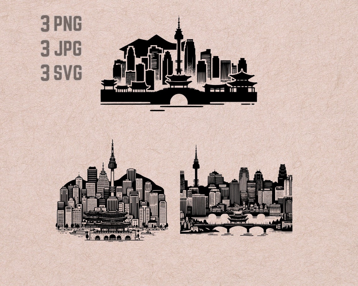 Seoul Skyline SVG Designs, Seoul Logo, Seoul Skyline Vector, Skyline ...