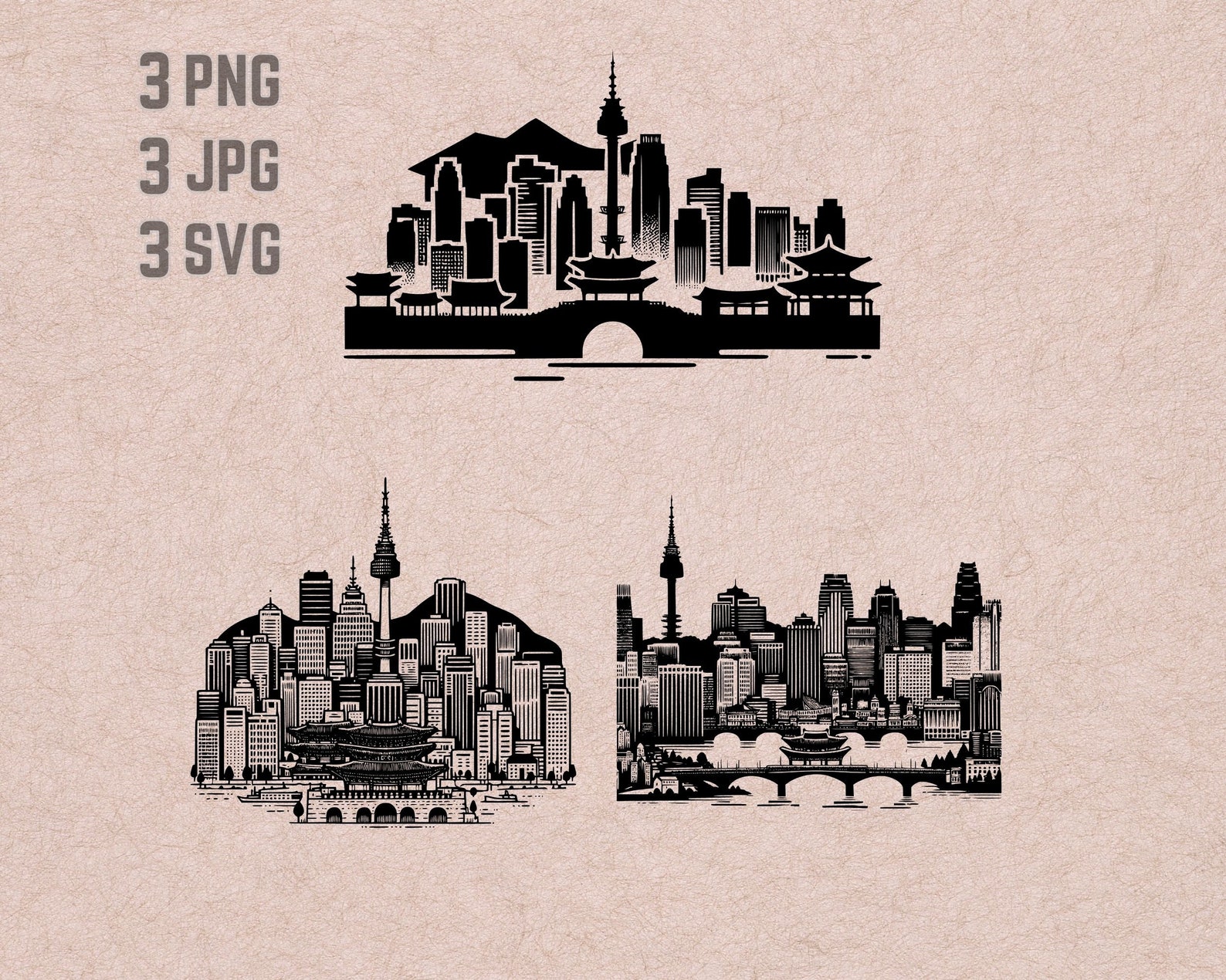 Seoul Skyline SVG Designs, Seoul Logo, Seoul Skyline Vector, Skyline ...
