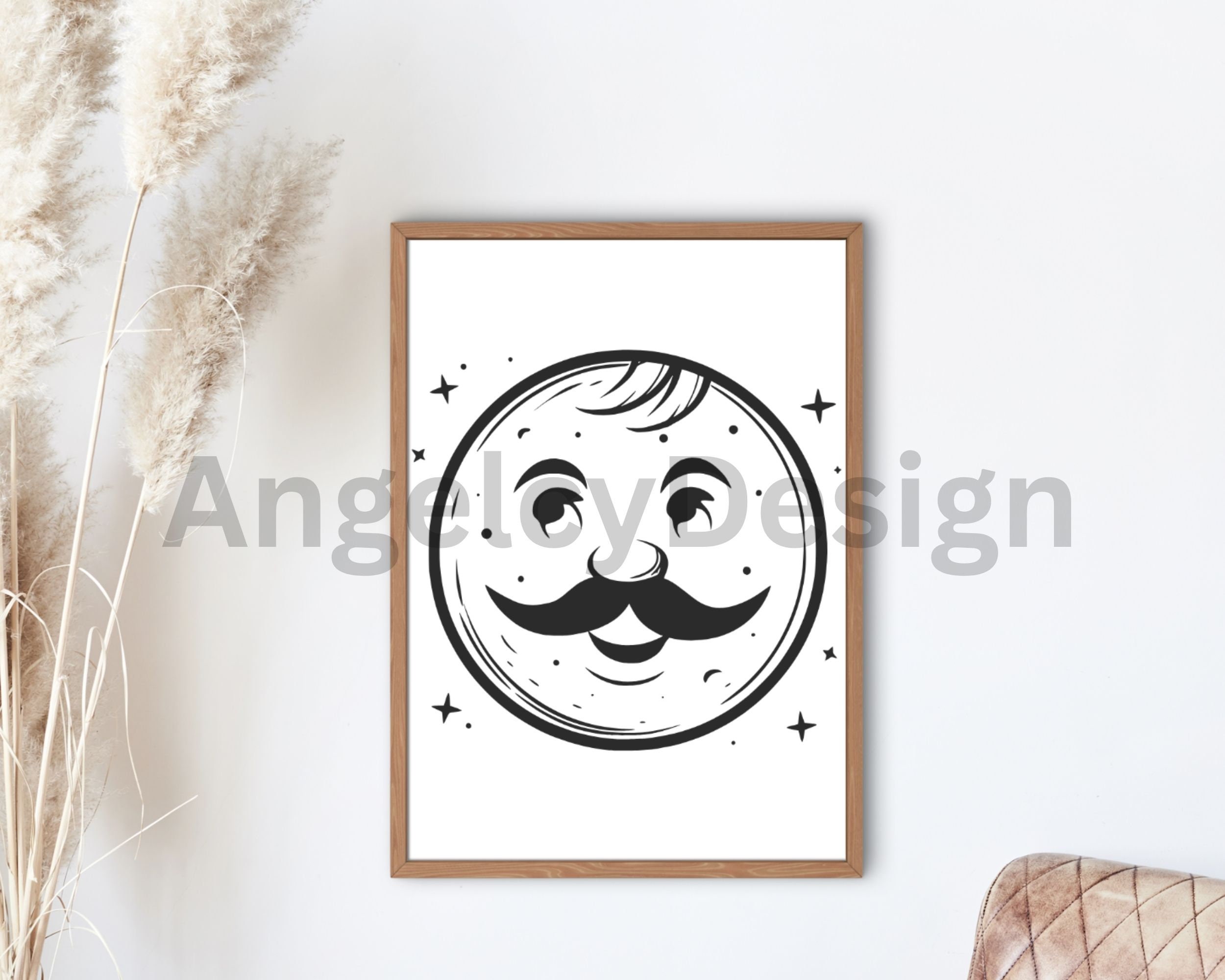 Moon Face SVG Designs, Moon Logo, Moon and Stars Vector, Space PNG ...