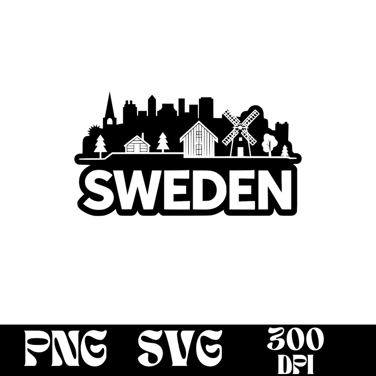 Sweden SVG Design, Sweden Logo, Sweden Skyline Vector, Skyline PNG ...