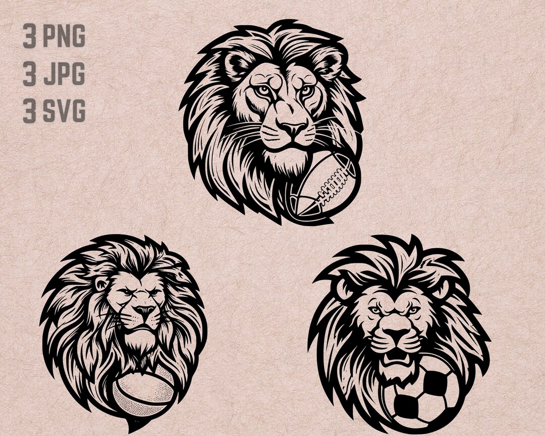 Lion Football Soccer Basketball Logo SVG Designs, Sports Logo, Lion ...