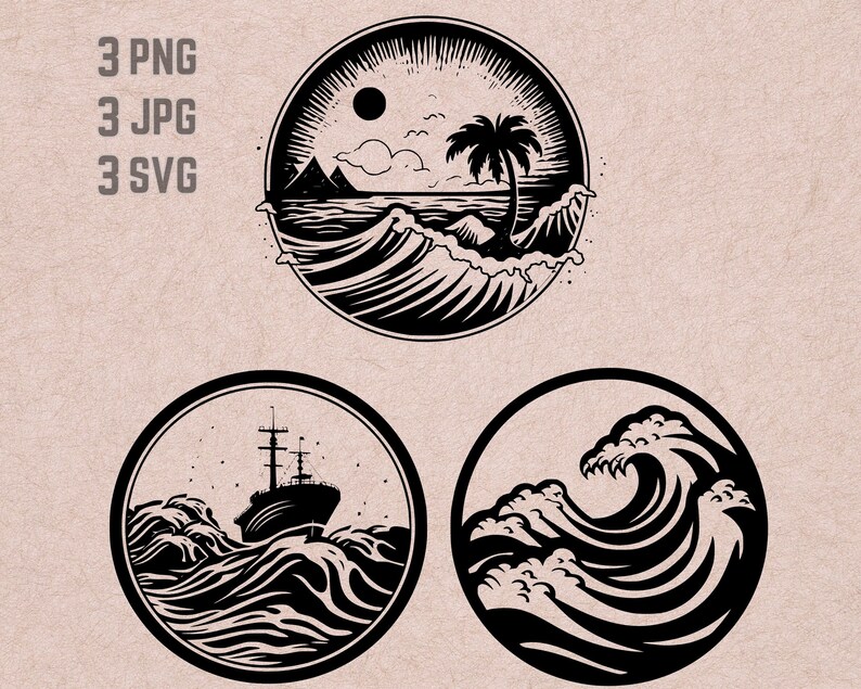 Wave SVG Designs, Wave Logo, Natural Disaster Vector, Waves Bundle, Tsunami Png, Swell Clipart ...