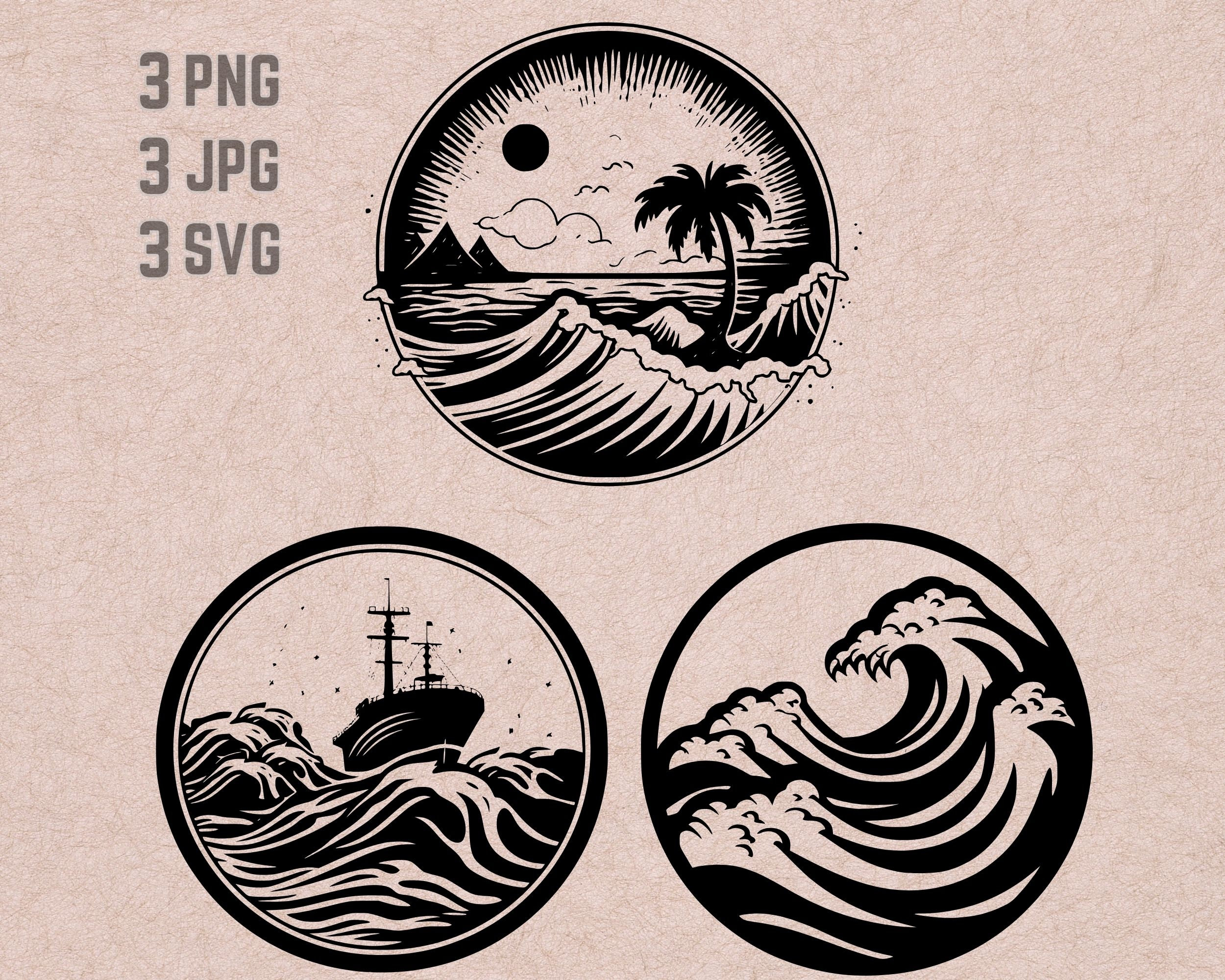 Wave SVG Designs, Wave Logo, Natural Disaster Vector, Waves Bundle ...