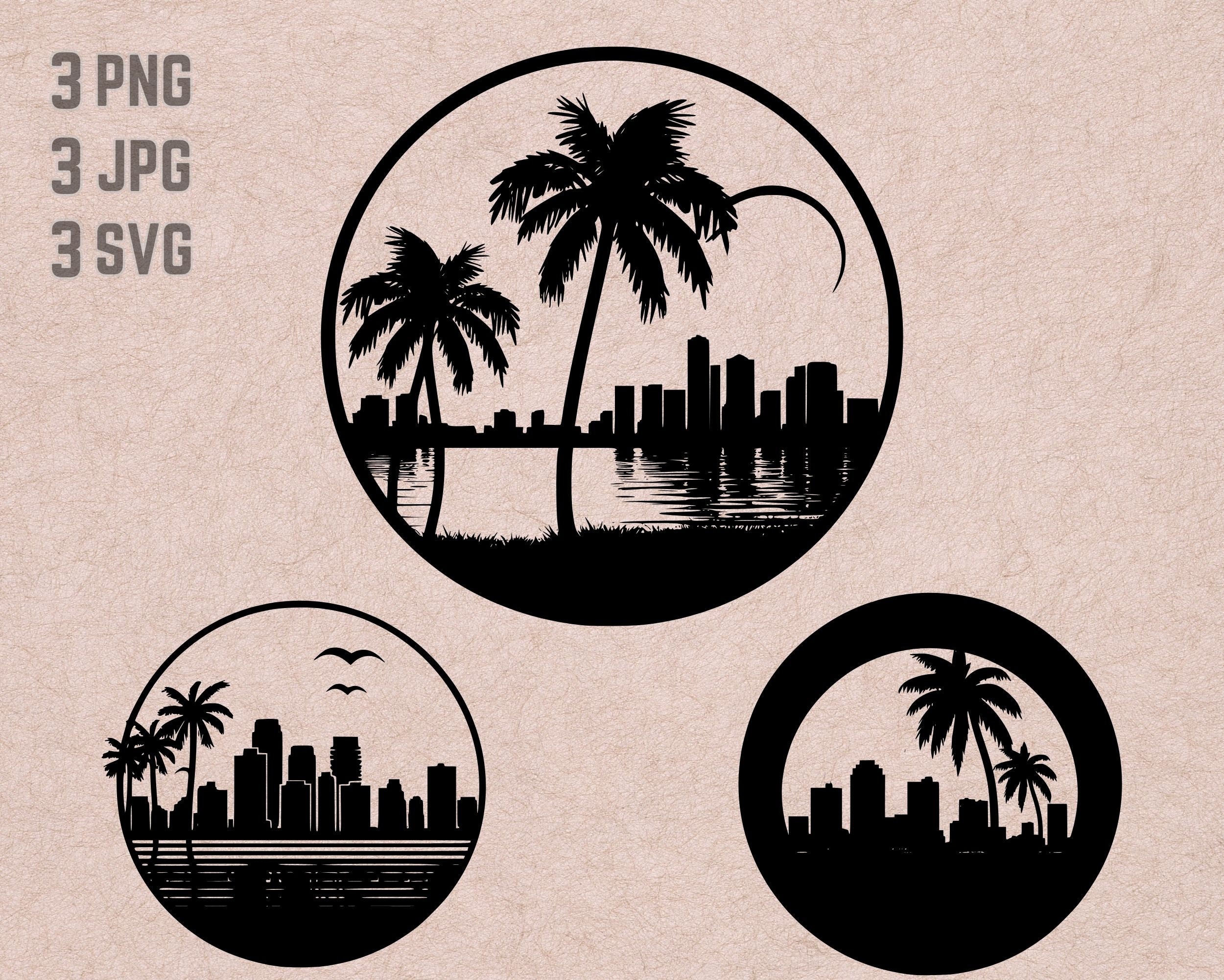 Miami Skyline SVG Designs, Miami Logo, Miami Skyline Vector, Skyline ...