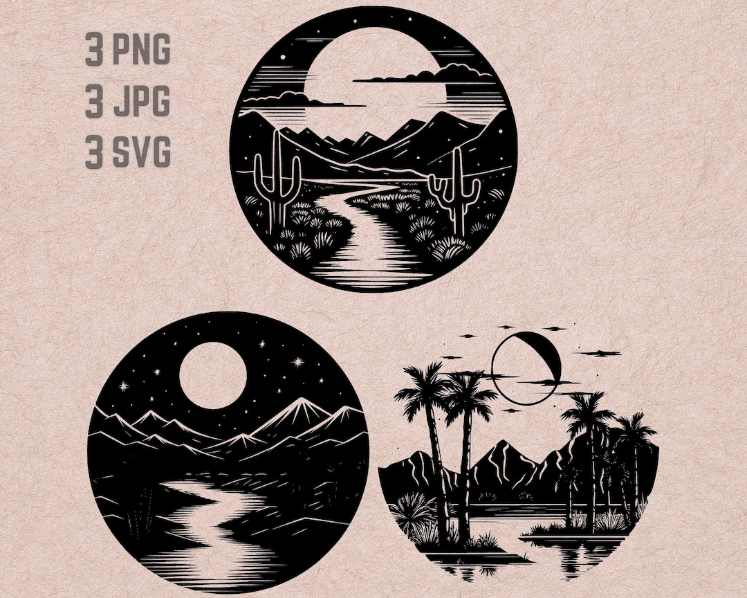 Desert Oasis Svg Designs, Desert Logo, Cactus PNG, Oasis Bundle Clipart ...